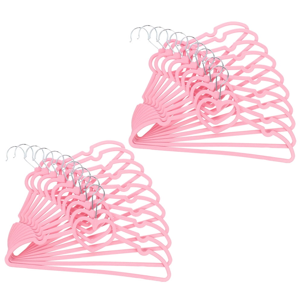 HEMOTON Pink Plastic Clothes Hangers for Closet Organization with Heart ...