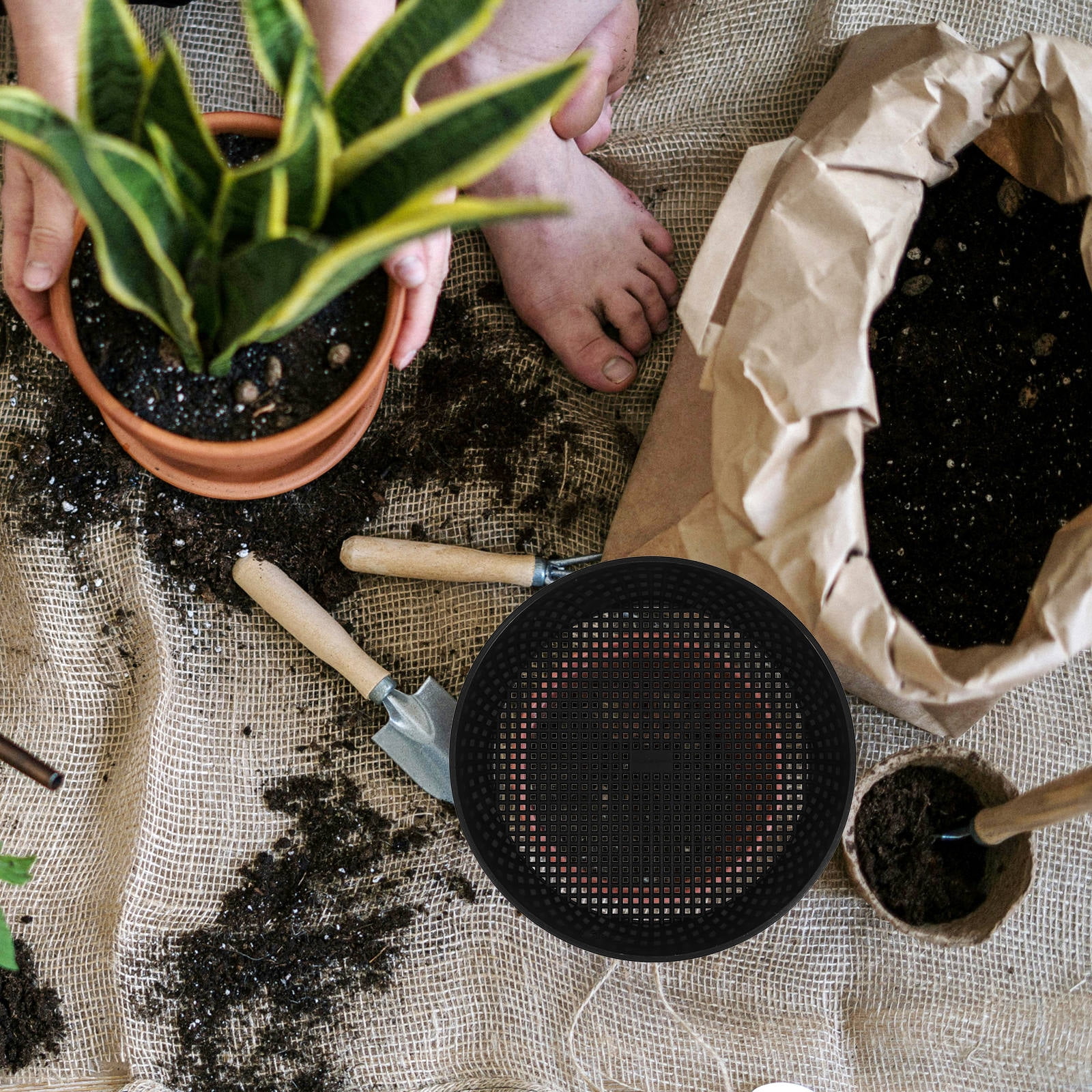 HEMOTON Plastic Garden Riddle Sieve Mesh Sand Sieve Tool Rock Sifter ...