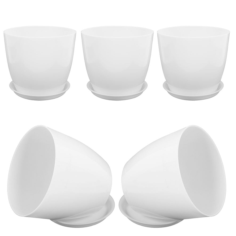 HEMOTON Plastic Plant Containers Pot Pots for Orchids Big Outdoor White ...