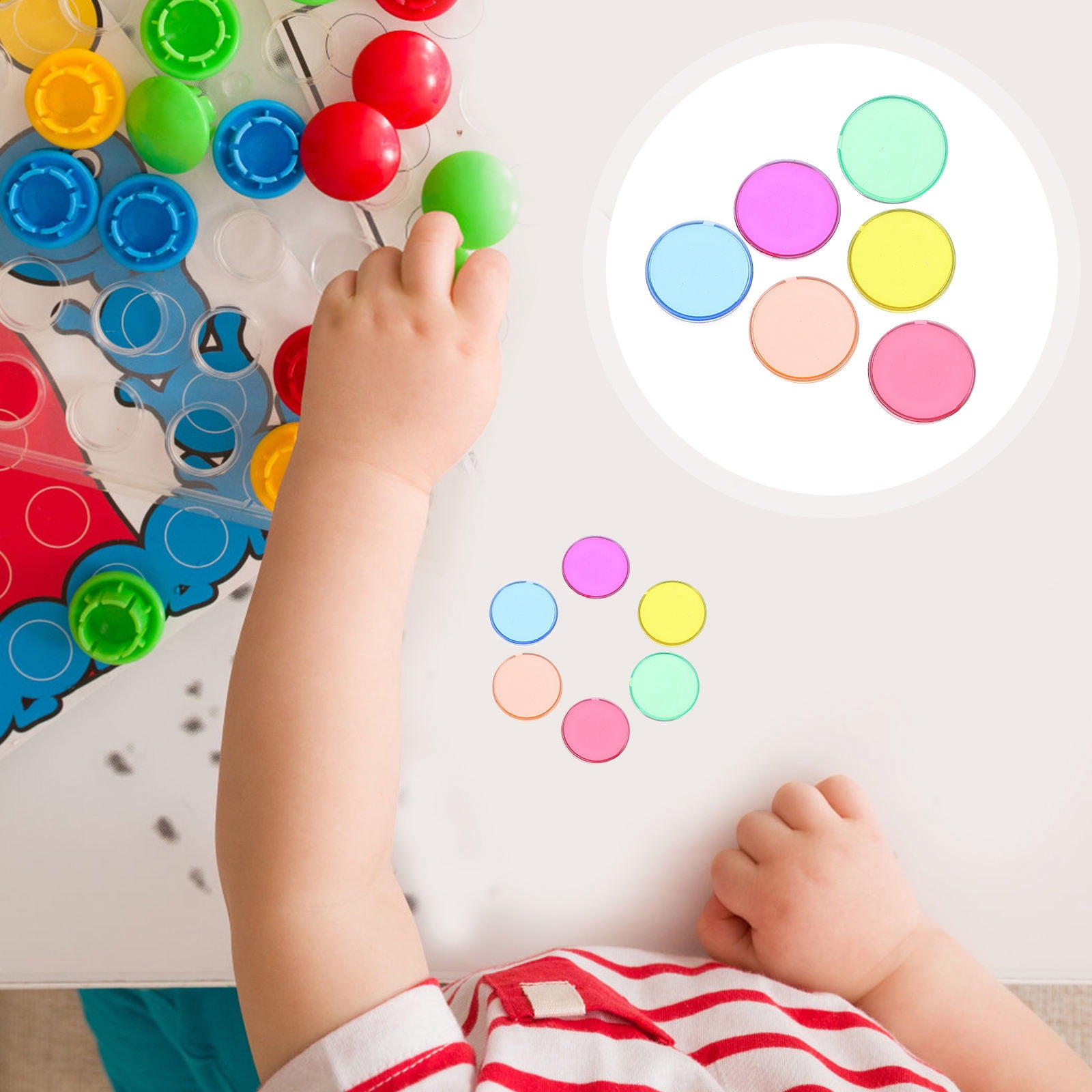 HEMOTON Plastic Round Gaming Chips for Kids Use Assorted Color Safe and ...