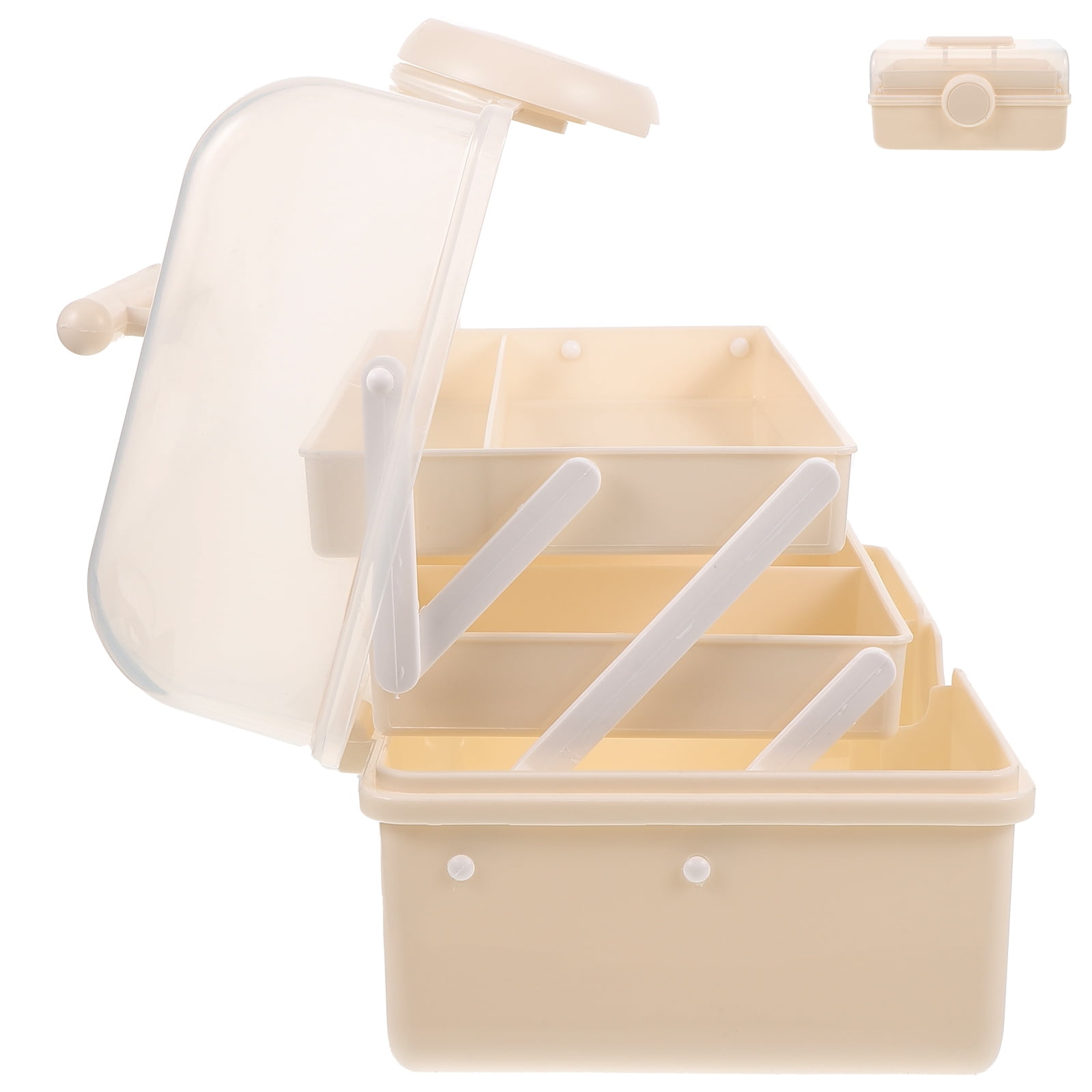 HEMOTON Portable Beige Plastic Storage Box for Organization and Travel ...