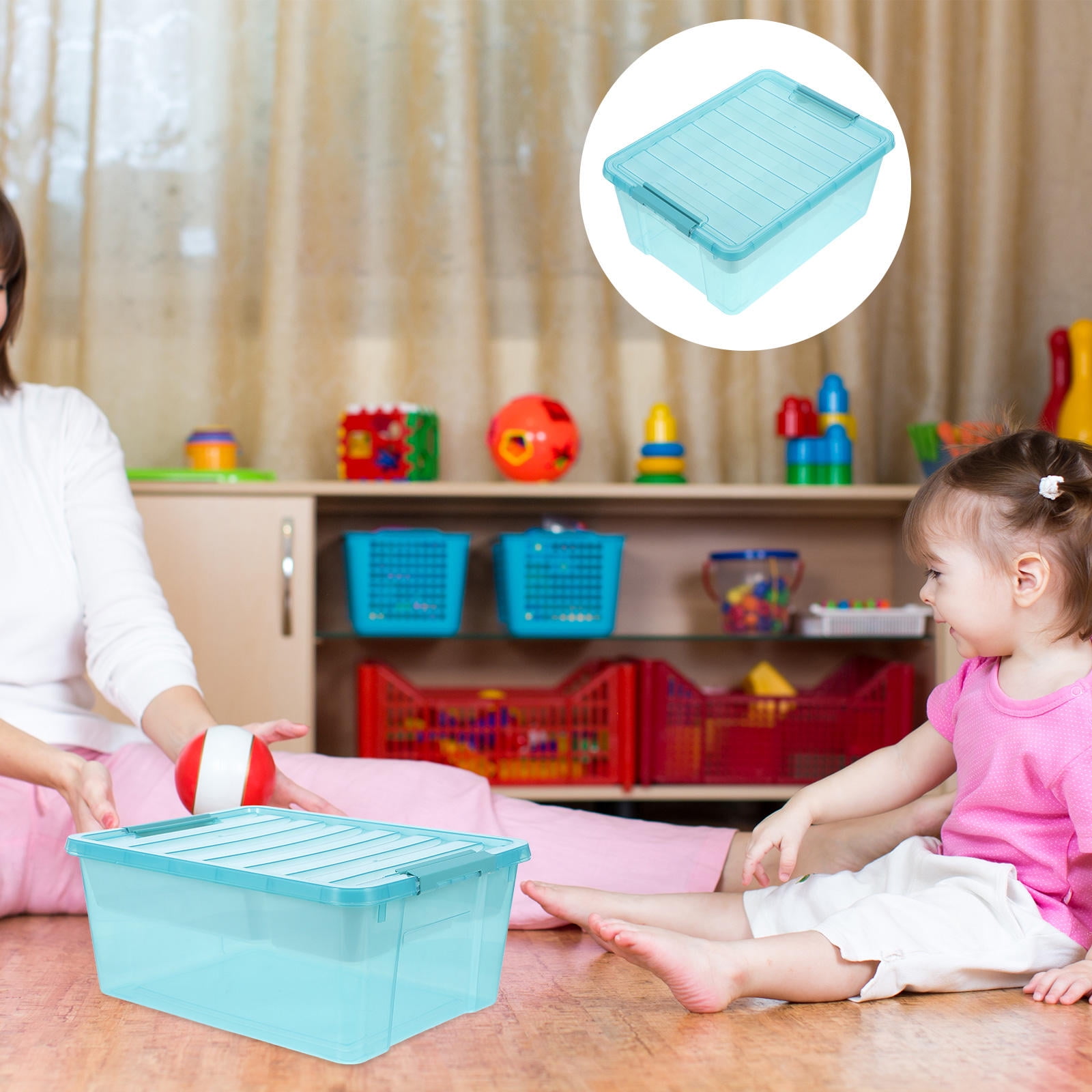 HEMOTON Portable Storage Box Large Tool Case Plastic Toys Container ...