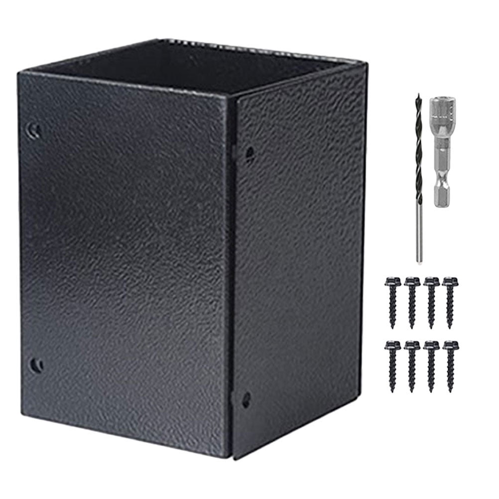 HEMOTON Post Base Protectors Railing Posts Deck for Stainless Black ...