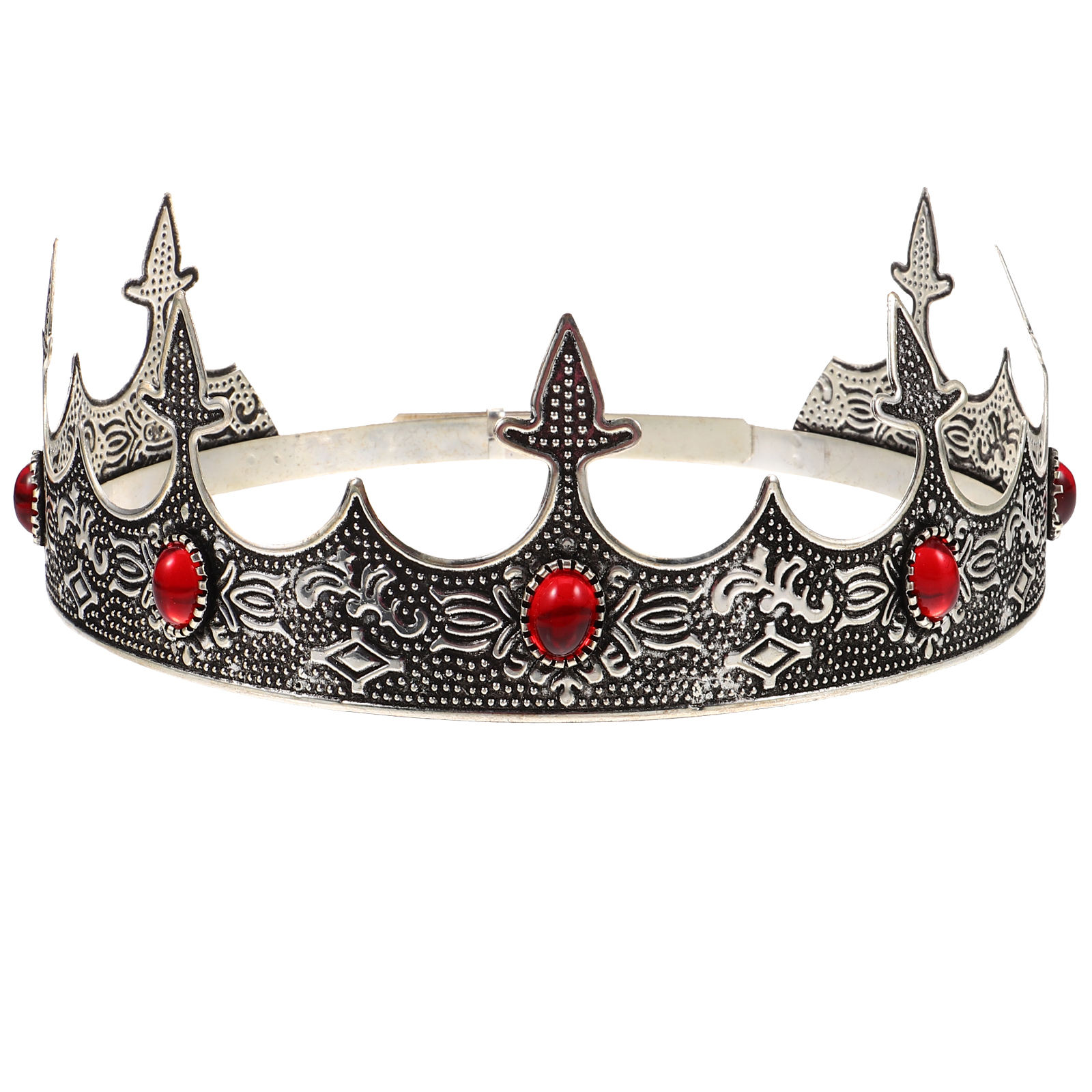 DEEPCRAFF Prince Crown Men Round Crown Metal Red Rhinestone 1Pcs ...