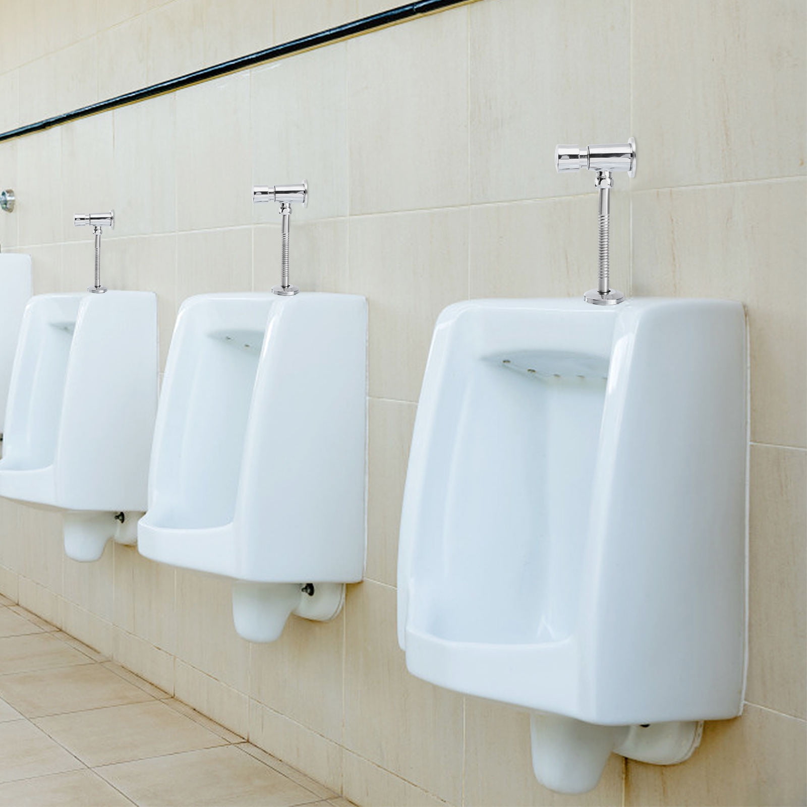 HEMOTON Manual Push Copper Flush Valve for Bathroom Silver Color Easy ...