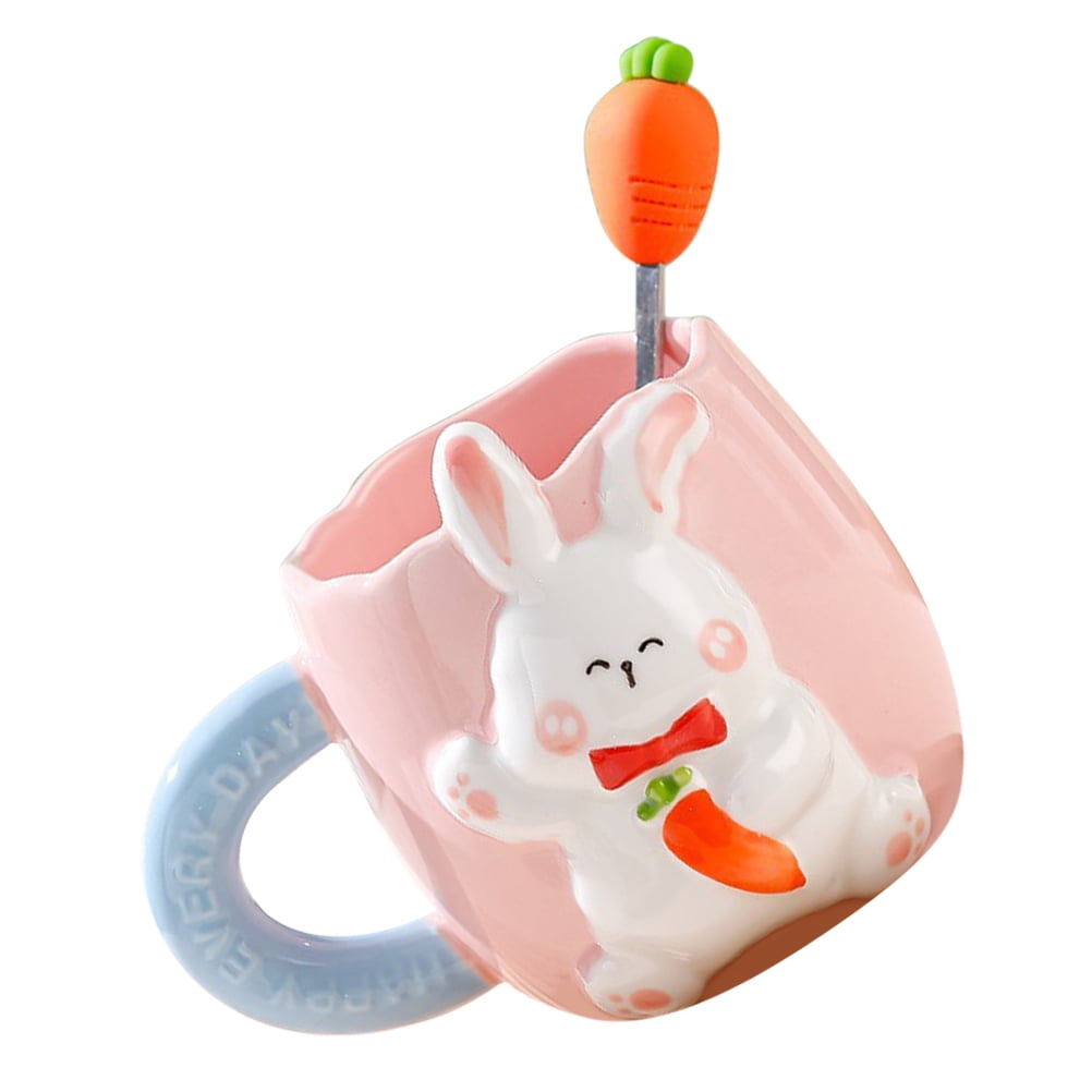 HEMOTON Rabbit Ceramic Mug Handmade Animal Figurine Cup Aesthetic ...