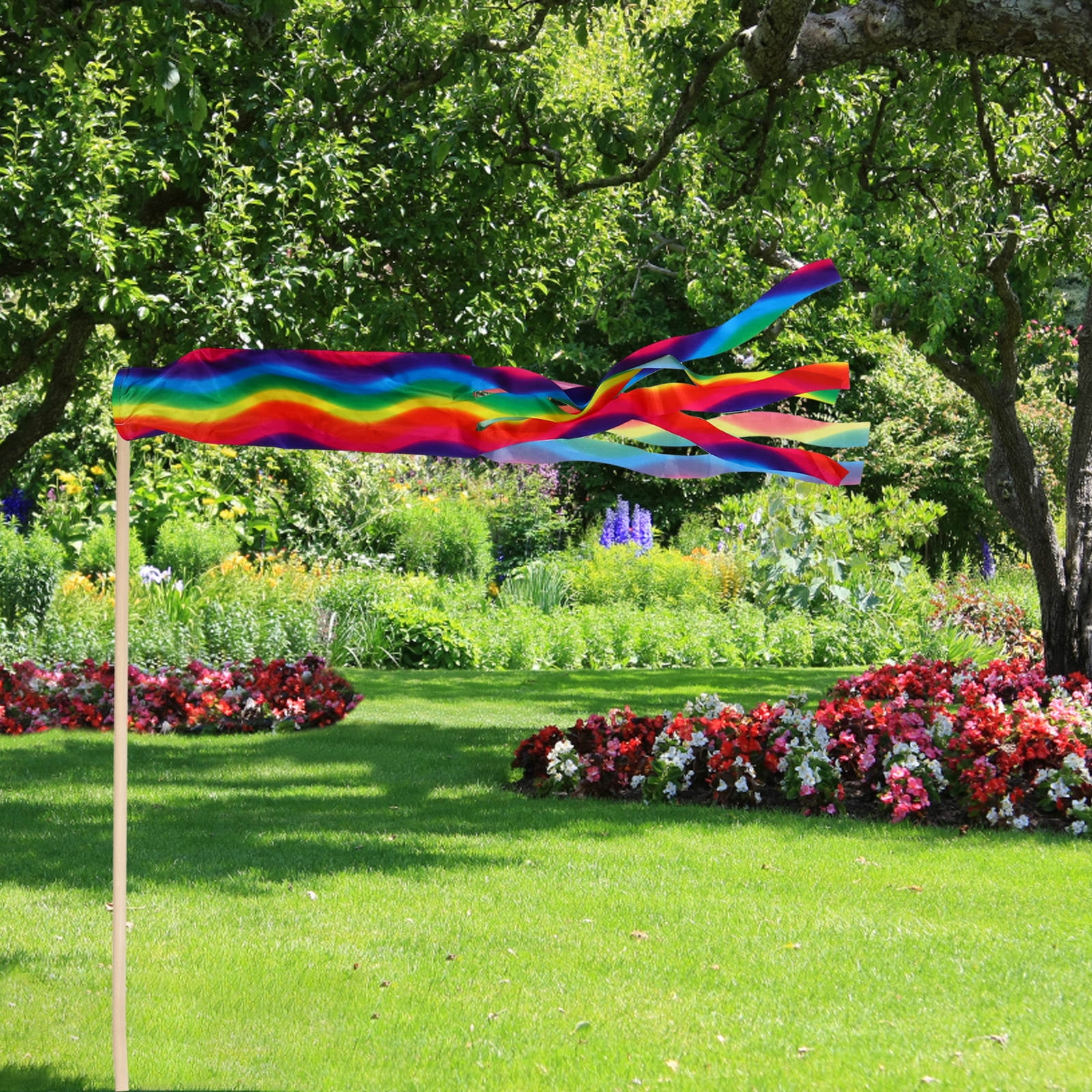 DEEPCRAFF Wind Sock Flag Satin Multi Colored For Garden Decor 1Set 55X5 ...