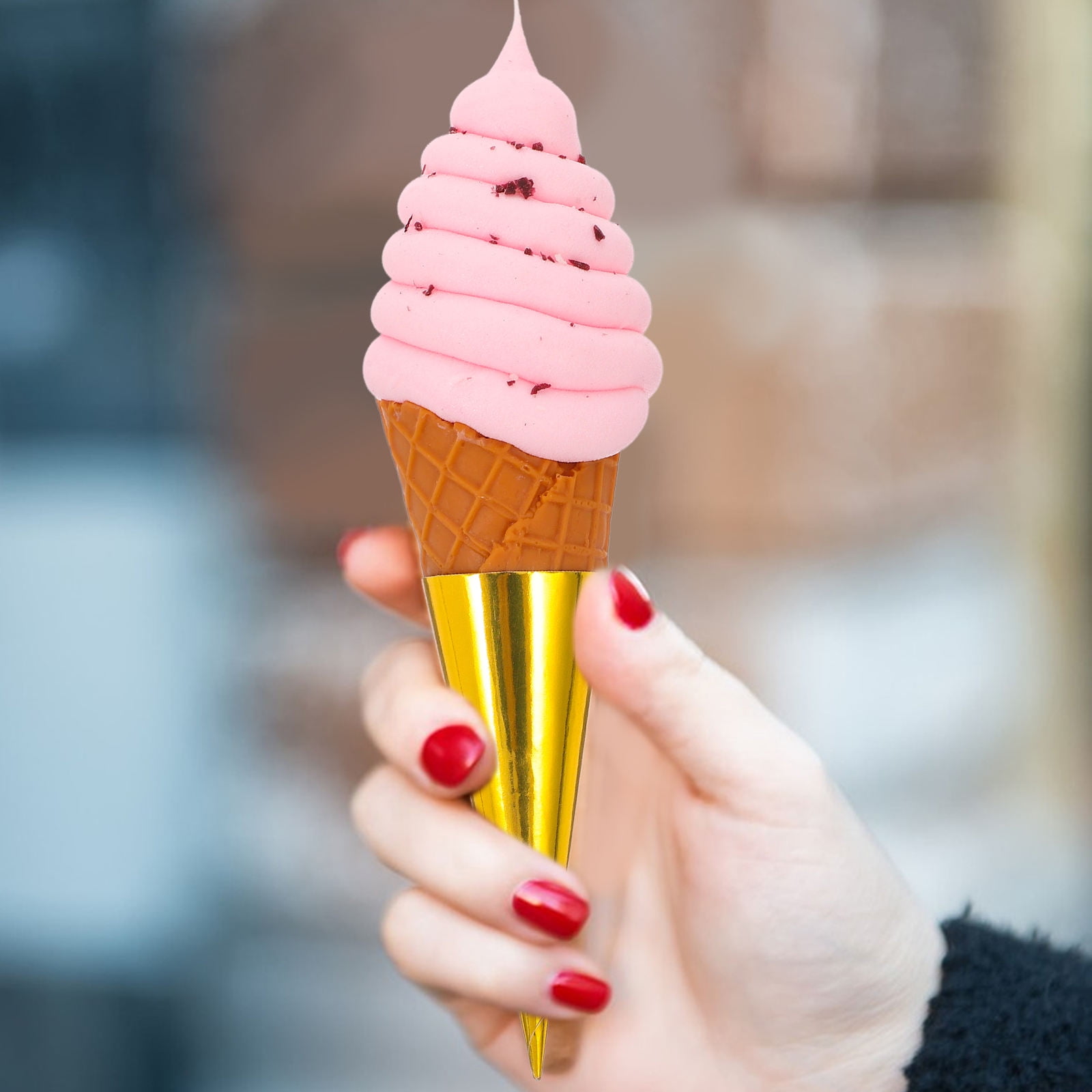 HEMOTON Realistic Ice Cream Cone Model Photo Prop Shop Window Display ...