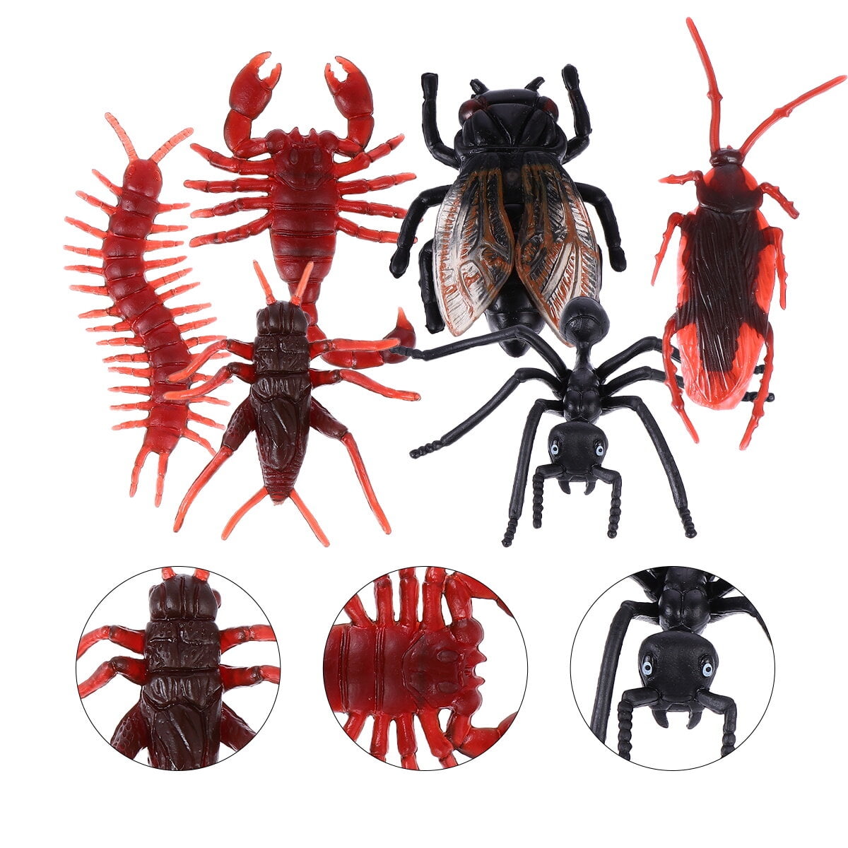 EXHUMKY Insect Model Toy Assorted Color Plastic Prank Props 60Pcs 1.9x1 ...