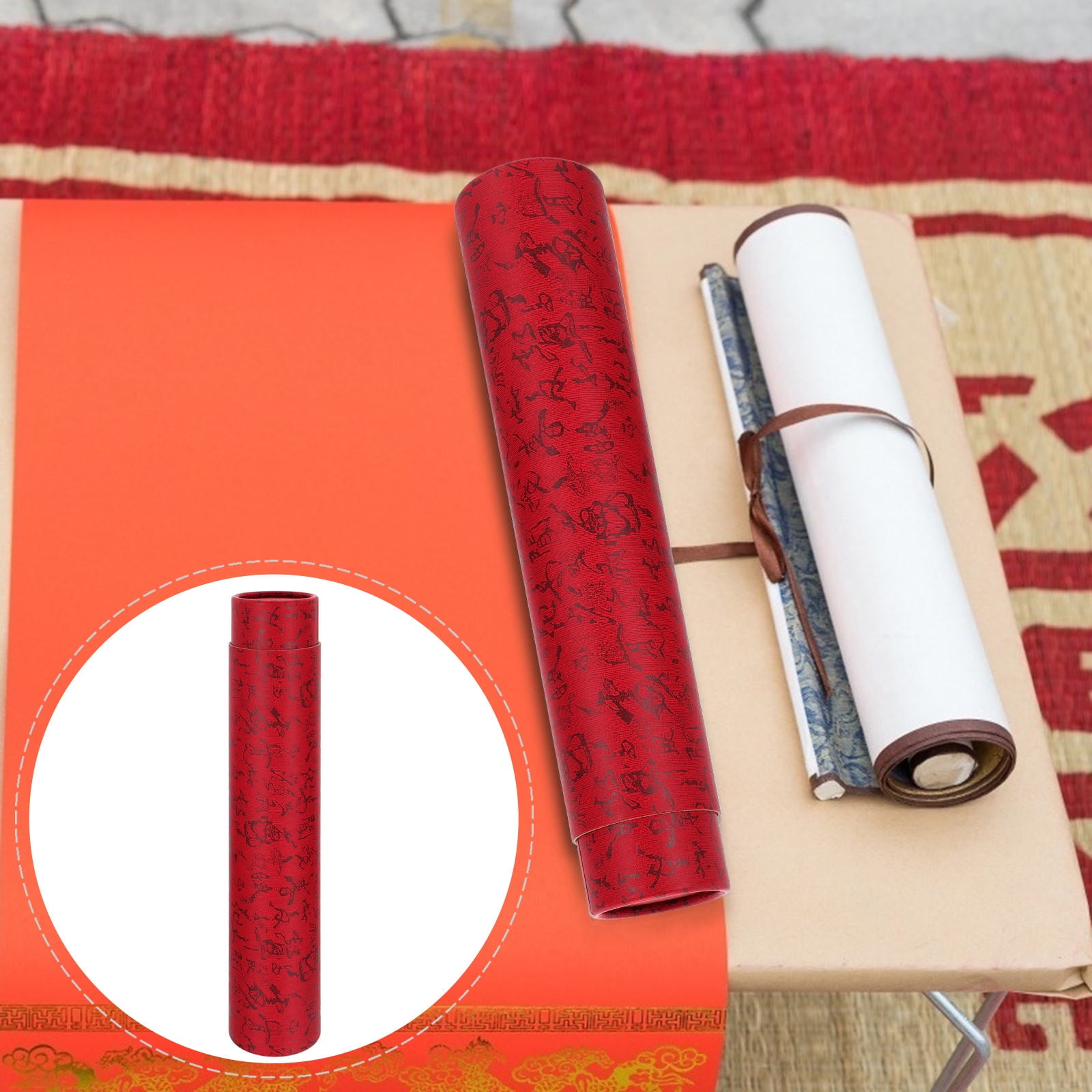 HEMOTON Red Artwork Storage Tube for Documents and Blueprints Protects ...