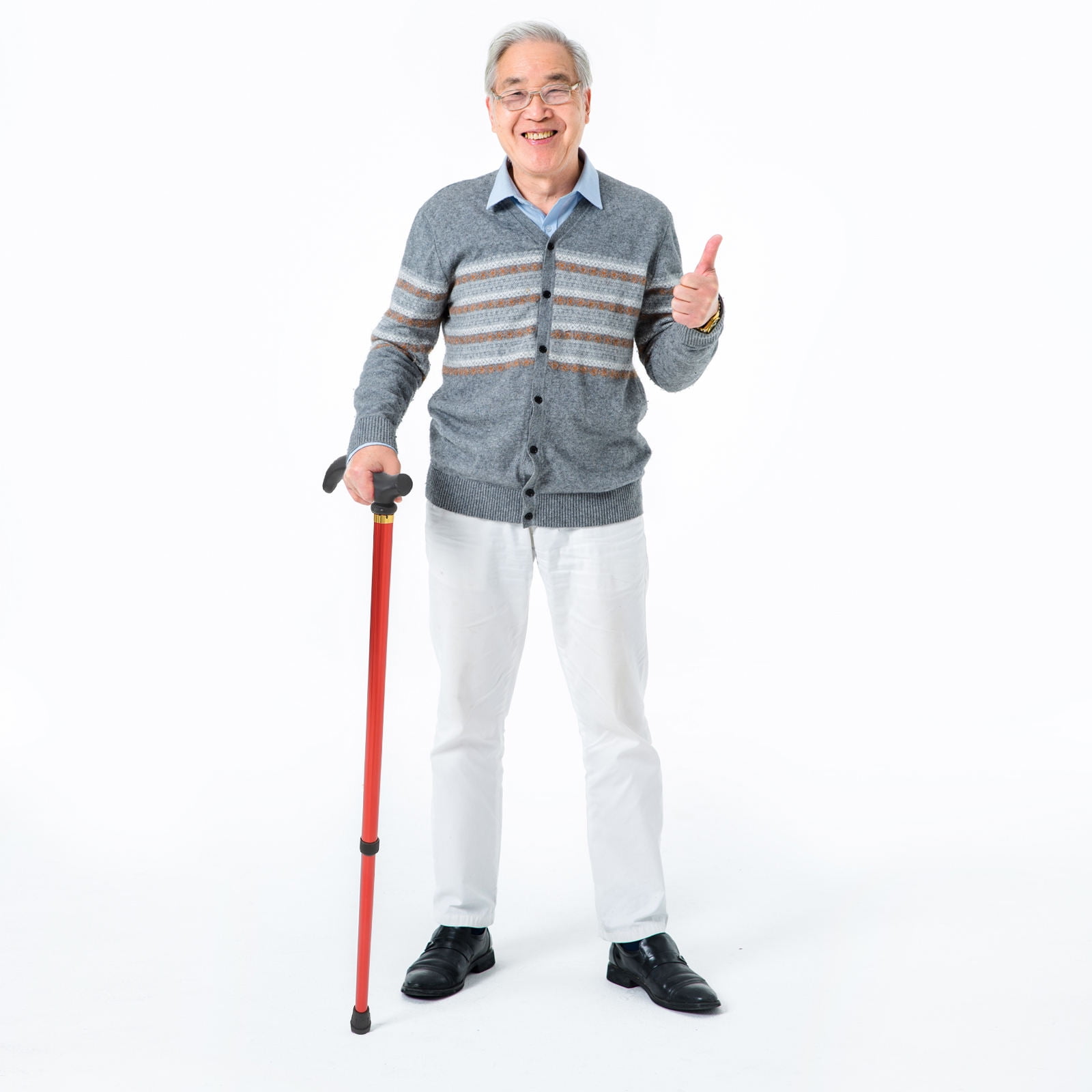 HEMOTON Red Walking Stick 1Pack with Adjustable Height and Anti-skid ...