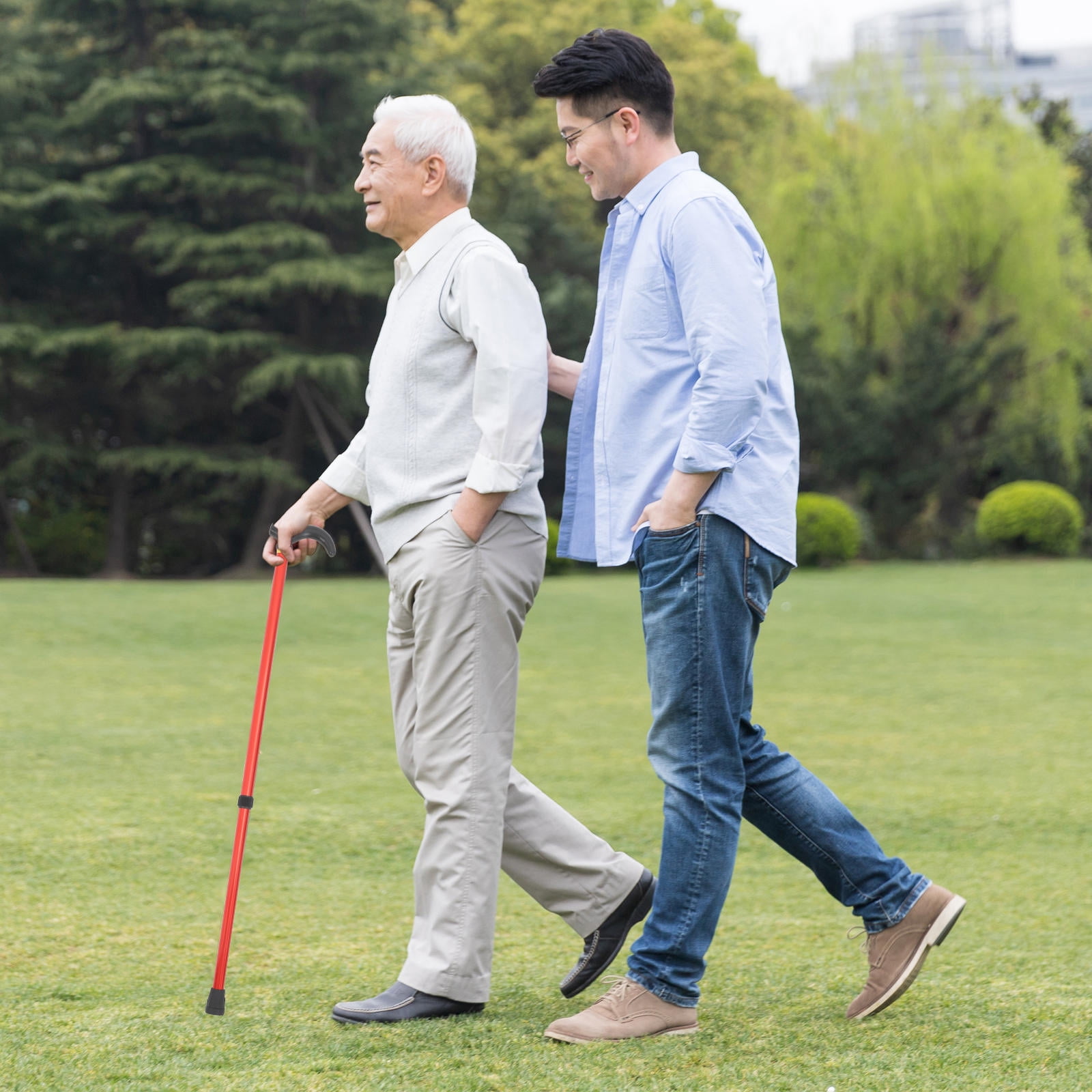 HEMOTON Red Walking Stick 1Pack with and Features for Seniors and Daily ...