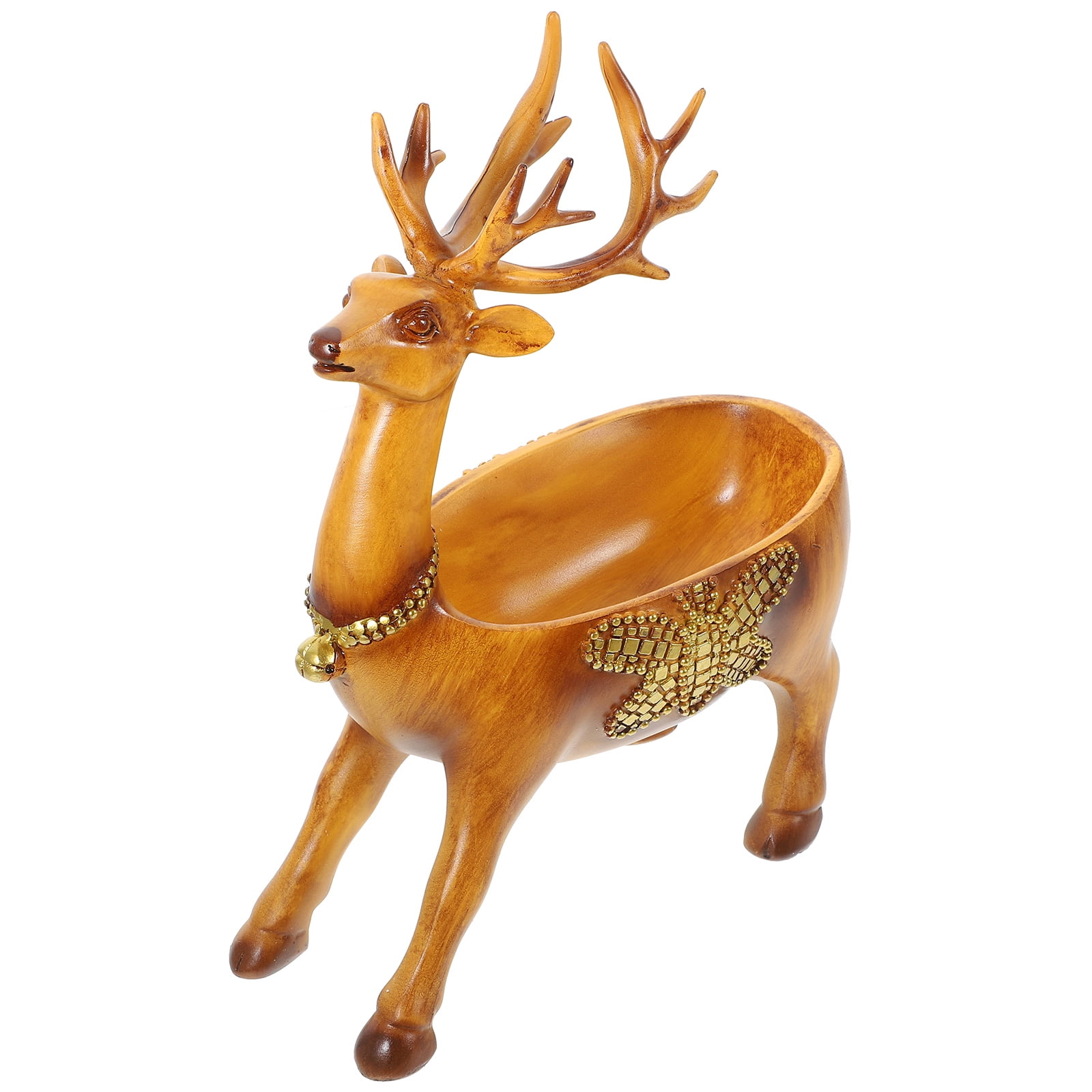 HEMOTON Resin Deer Statue Desktop Deer Figurine Key Trinket Holder ...