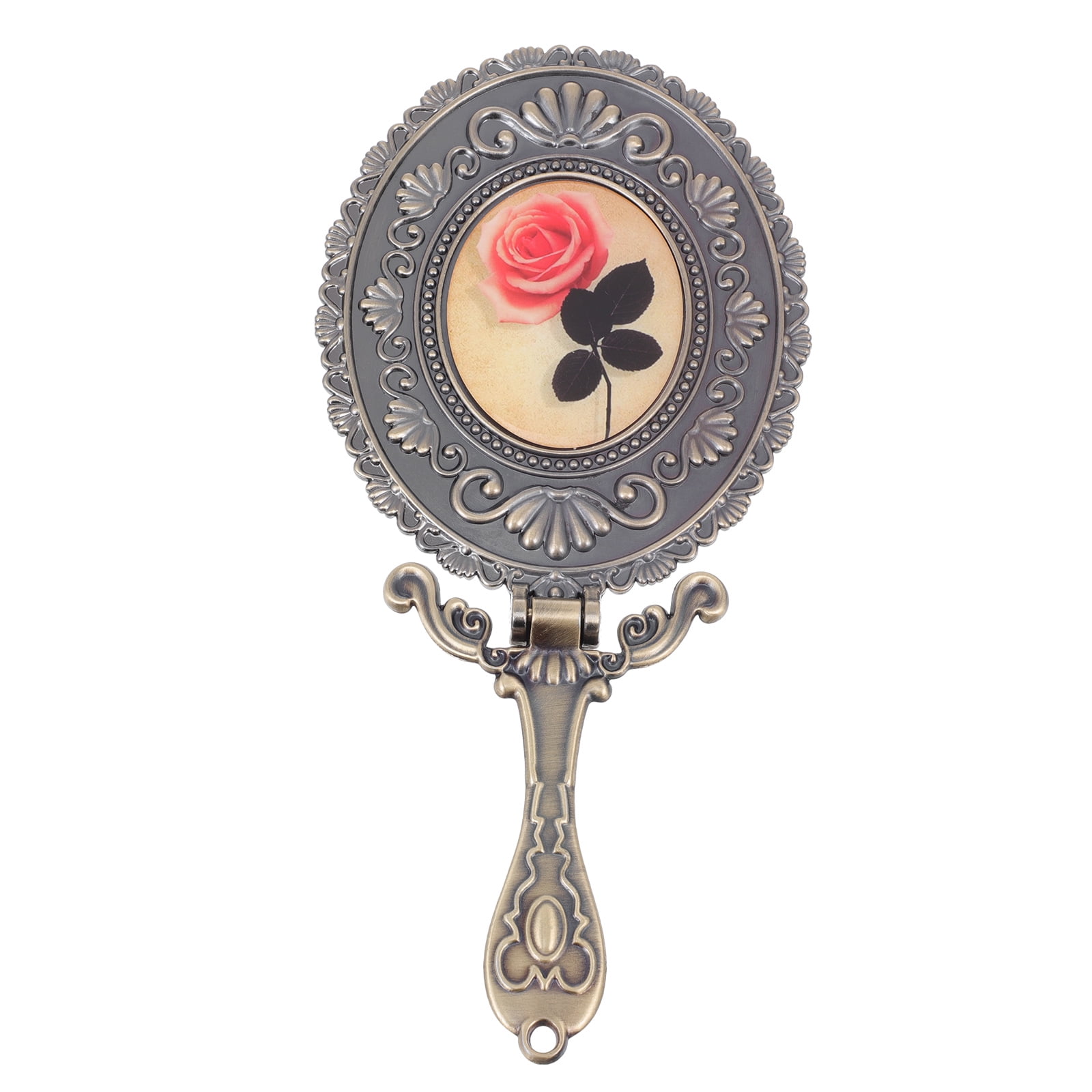 HEMOTON Retro Hand Holding Mirror Vanity Mirrors Make up Travel Miss ...