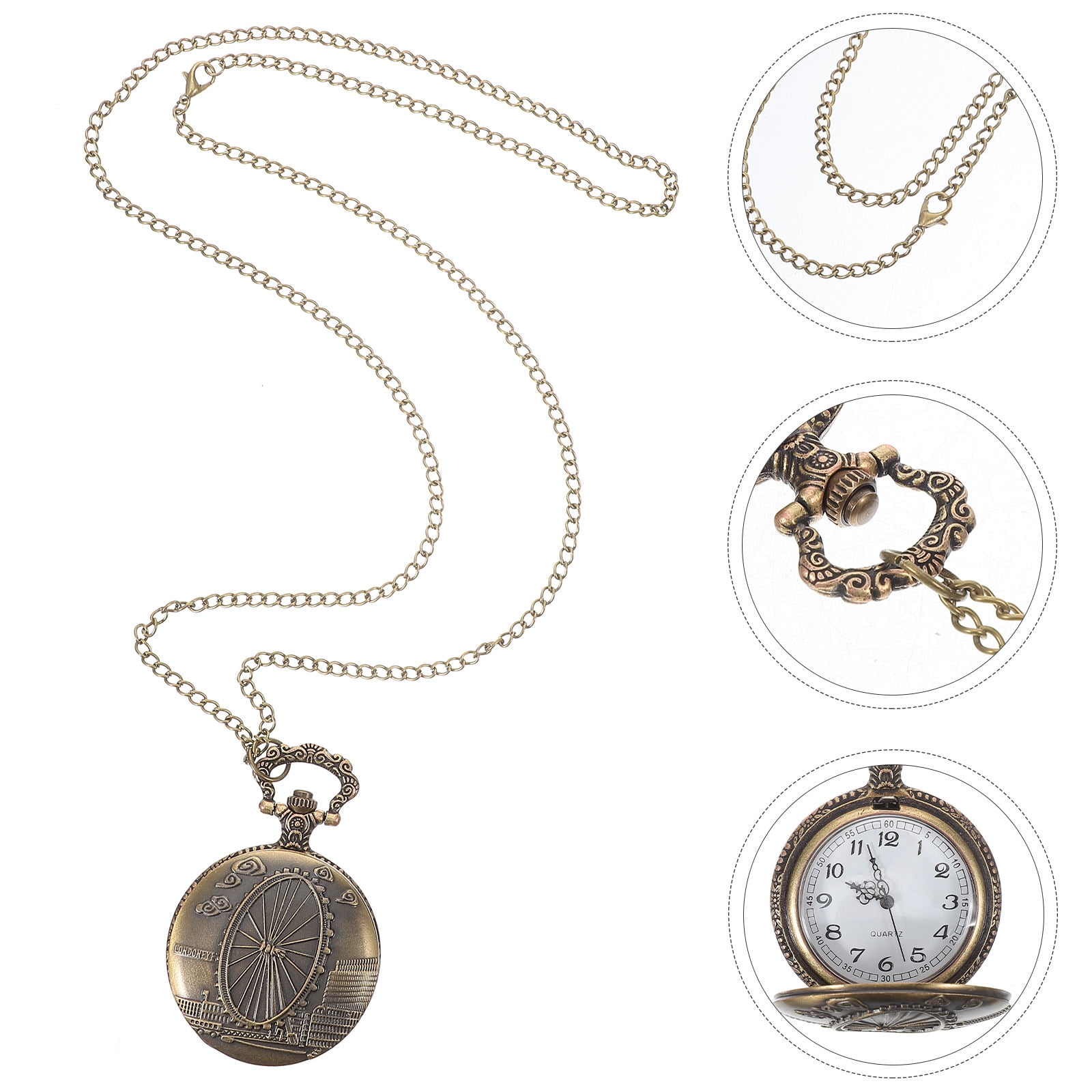 HEMOTON Retro Pocket Watch Women Men Vintage Pocket Watch Small Pocket ...