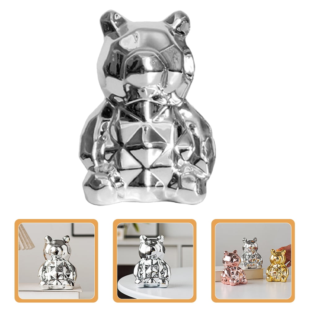 HEMOTON Rose Gold Ceramic Bear Sculpture for Decoration Small Ceramic ...