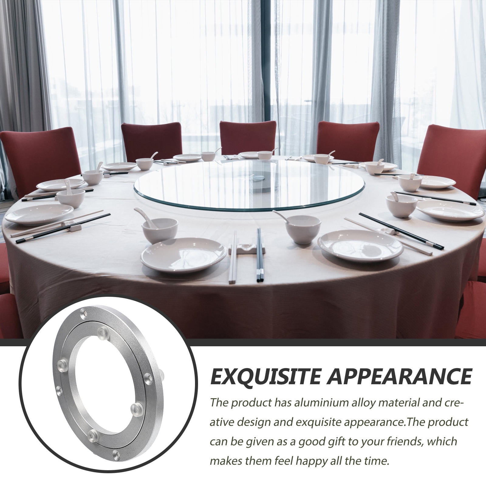 HEMOTON Round Dining Table Smooth Swivel Plate Turntable Base Heavy ...