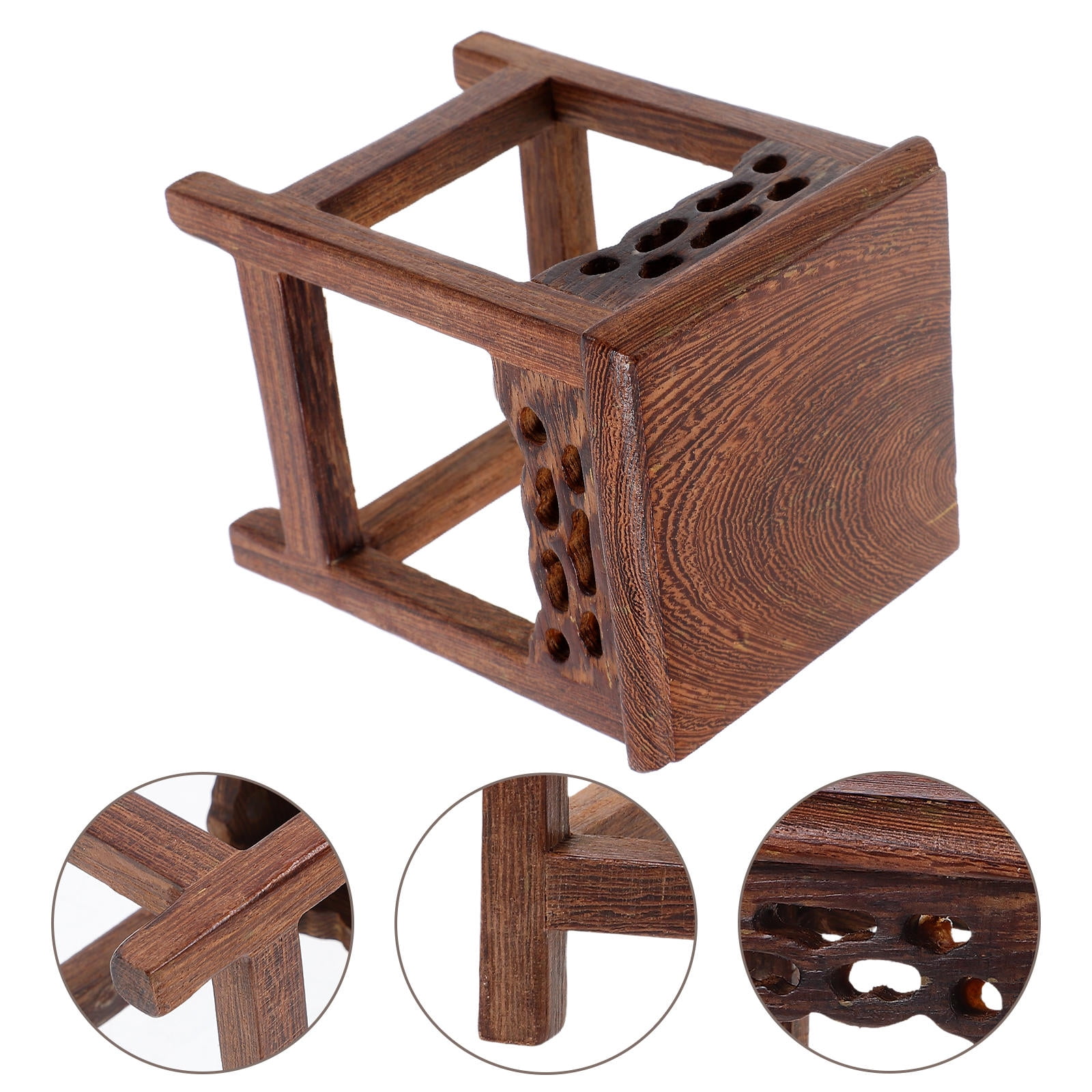 HEMOTON Rustic Style Vase Bonsai Pot Plant Pot Stand Wooden Flower Pot ...