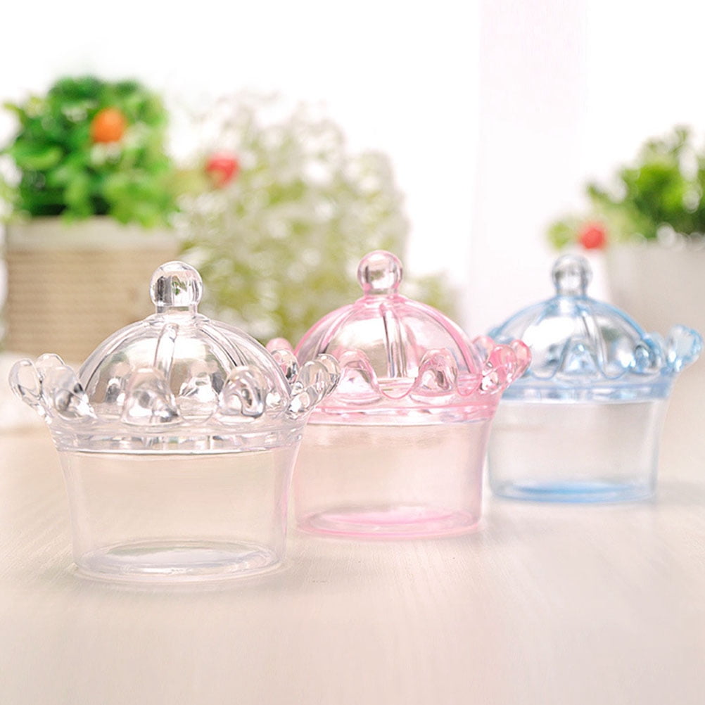 HEMOTON Skyblue Crown Shaped Plastic Candy Boxes for Holding Candies ...