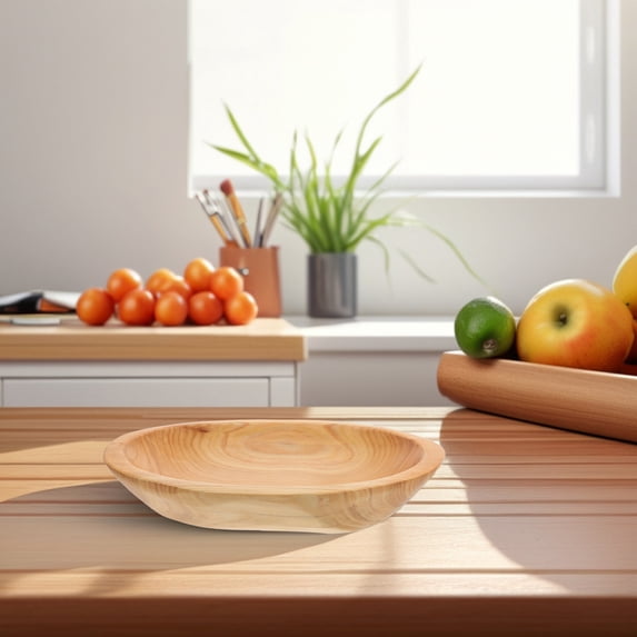 HEMOTON Snack Shaped Solid Wood Fruit Plate Practical Tray Oval Food ...