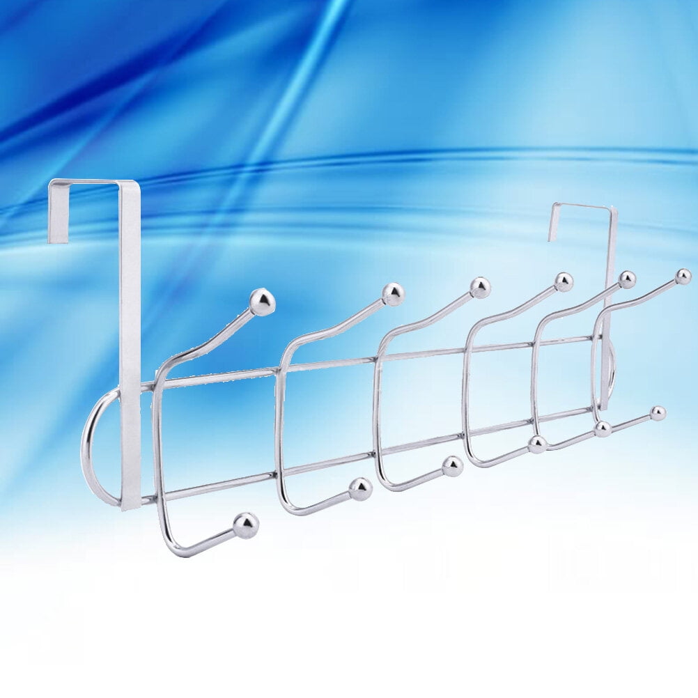 HEMOTON Stainless Steel 6 Hooks Door Rack Hook Storage Hanger rack ...