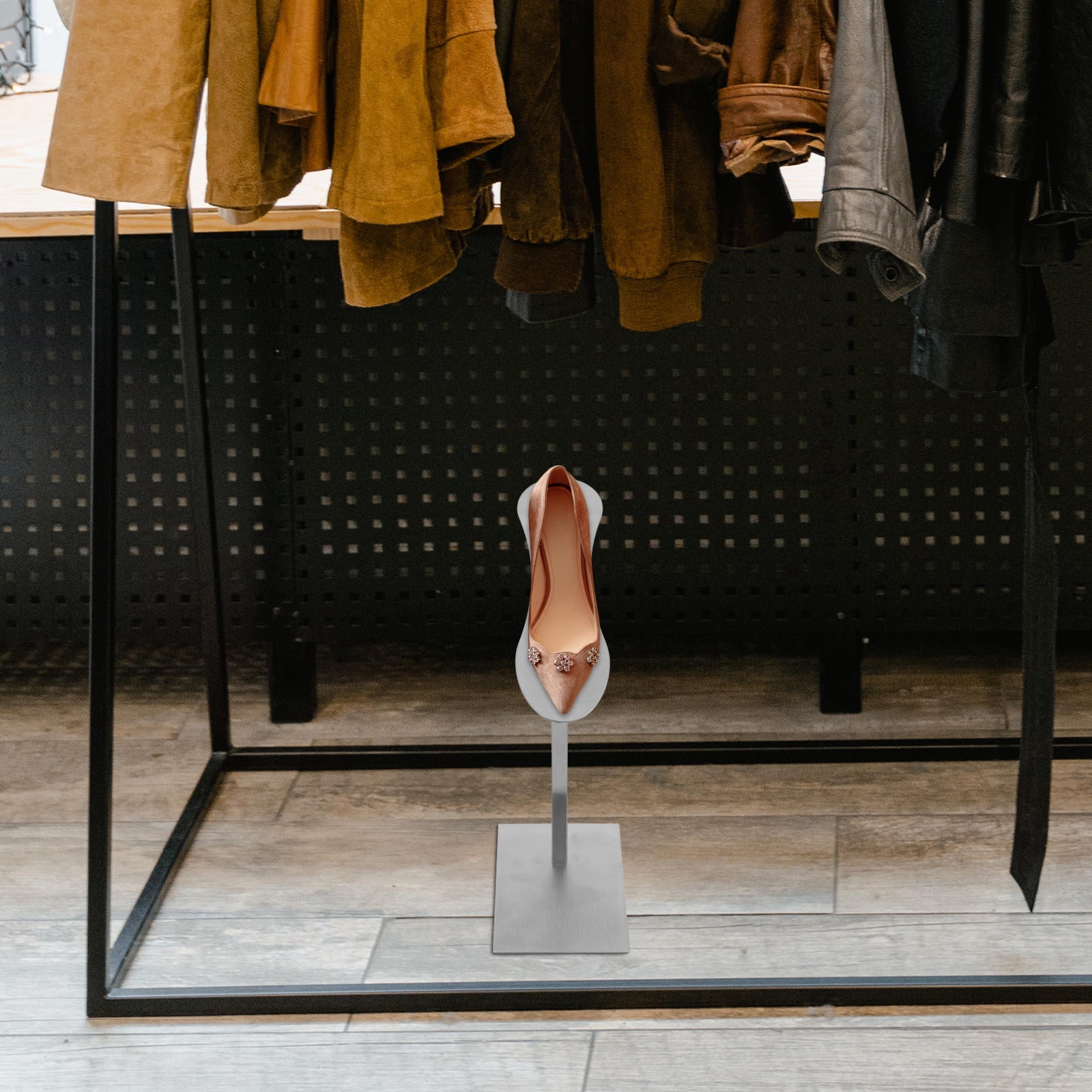 HEMOTON Stainless Steel Adjustable Shoe Display Stand for Store Silver ...