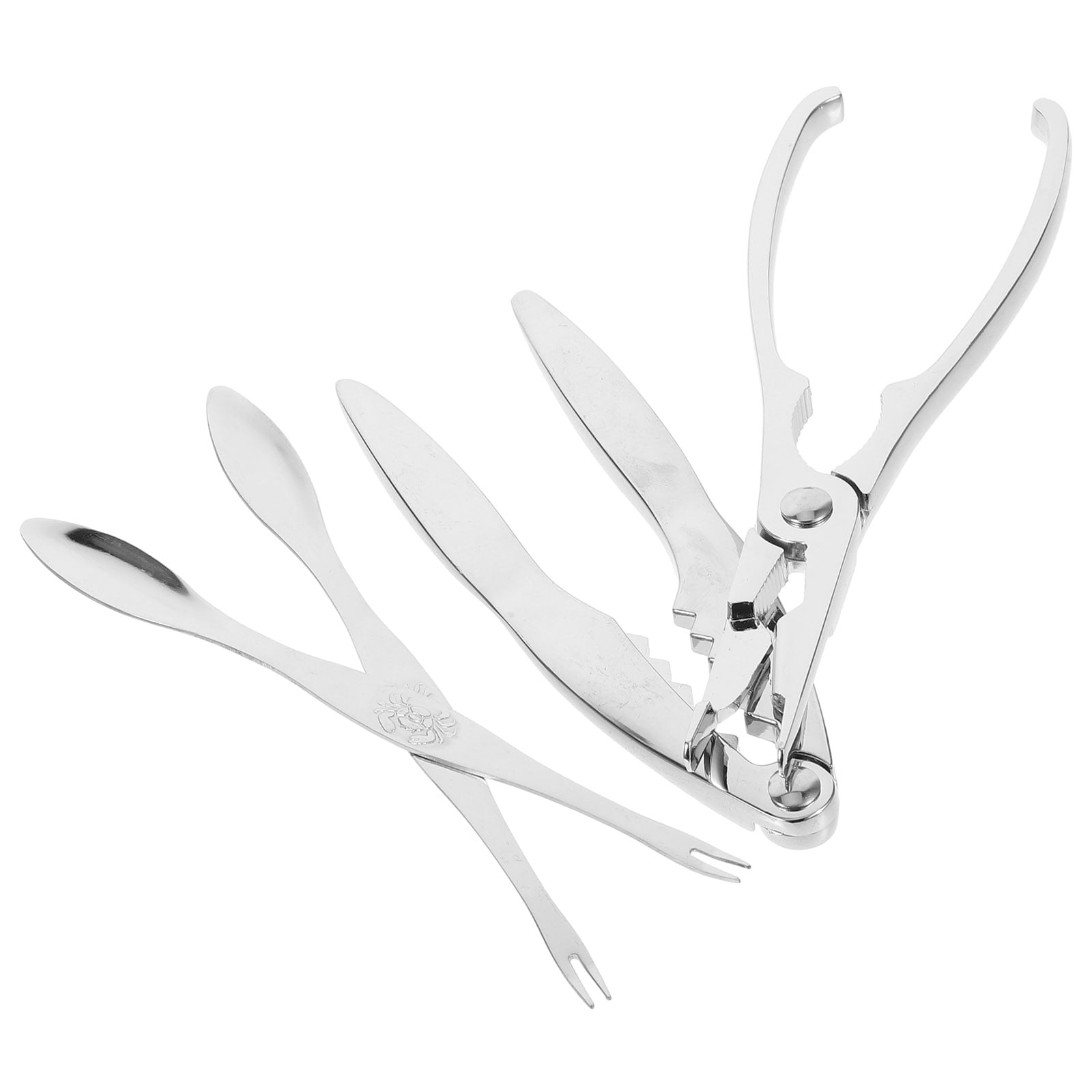 SOPOTUTU 4-Piece Crab Tool Set with Crackers, Scissors, and Forks for ...