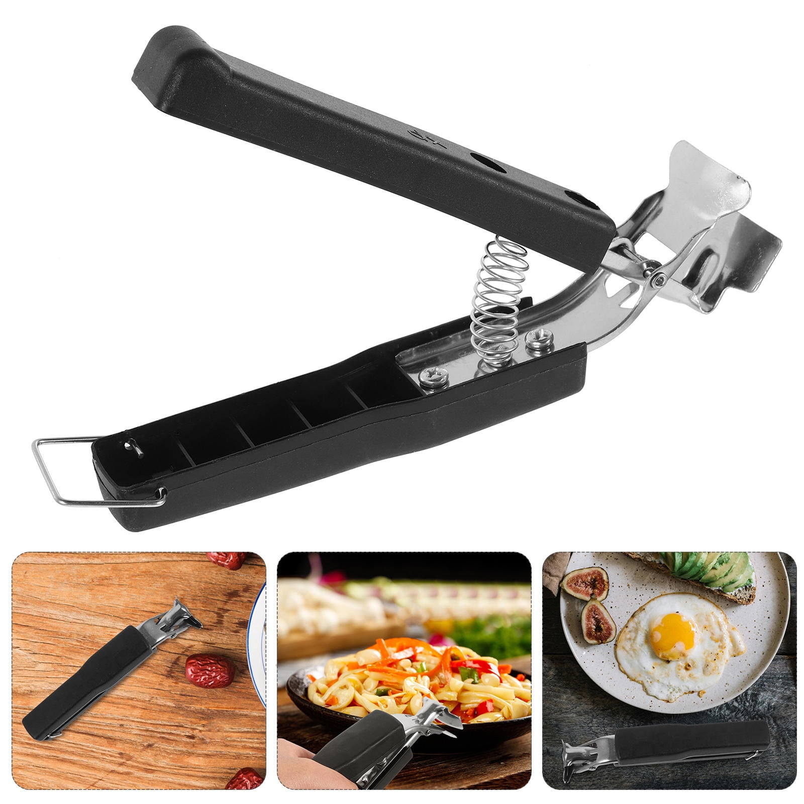 HEMOTON Stainless Steel Kitchen Gripper Tongs for Heavy Items Black ...