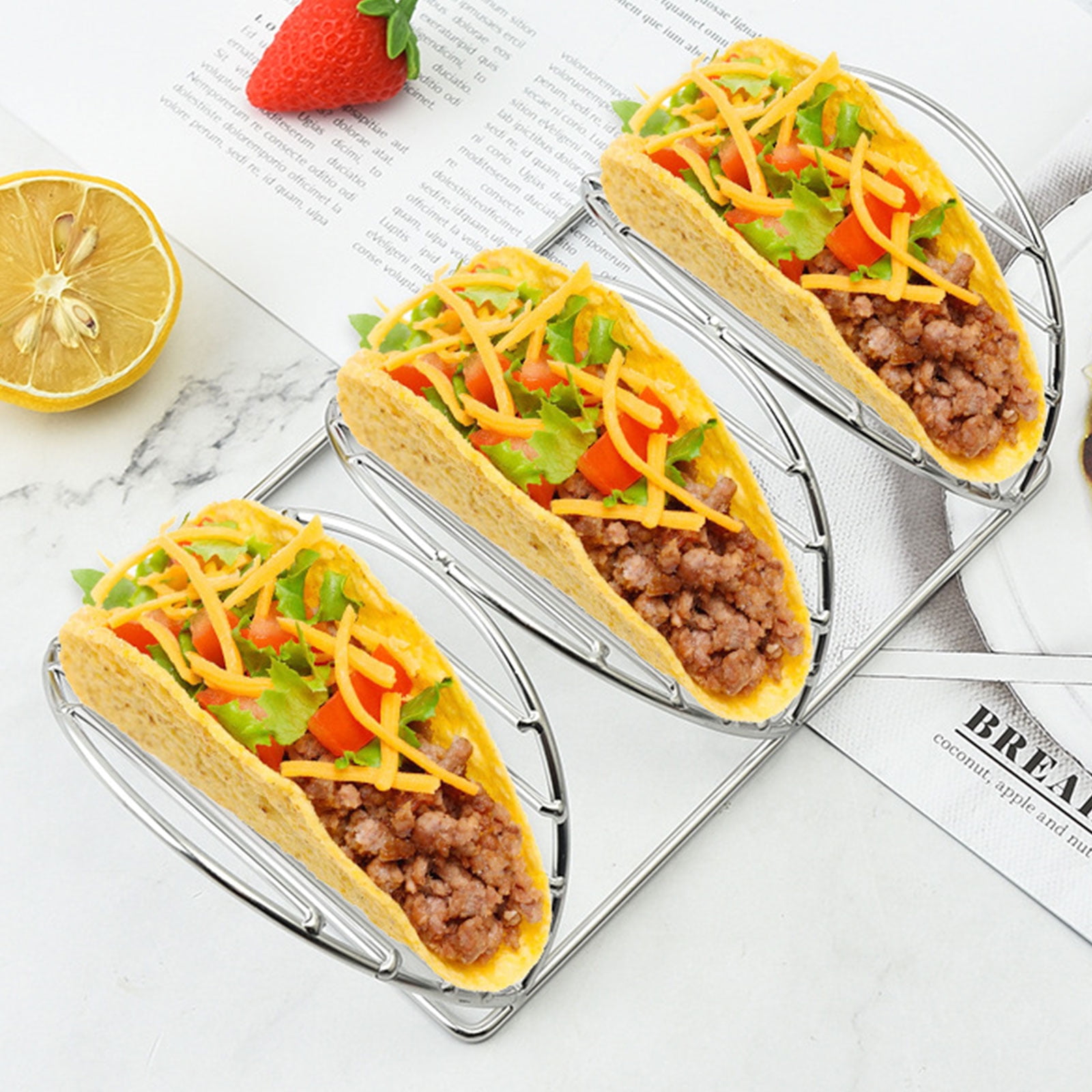HEMOTON Stainless Steel Taco Rack Stand for Easy Storage and Serving of ...