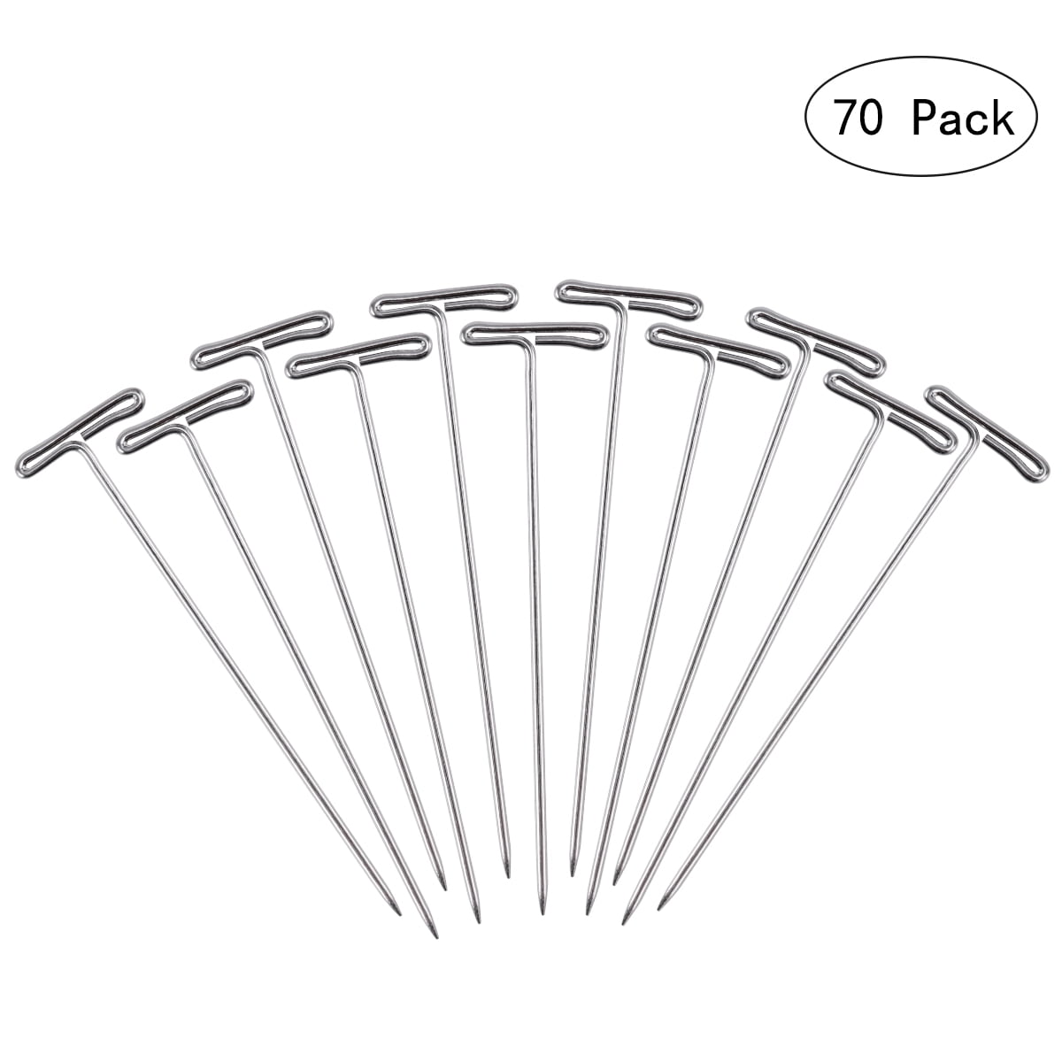 HEMOTON Steel Wig T Pins for Wig Use Silver Color 70 Pack 2.0 Inch with ...