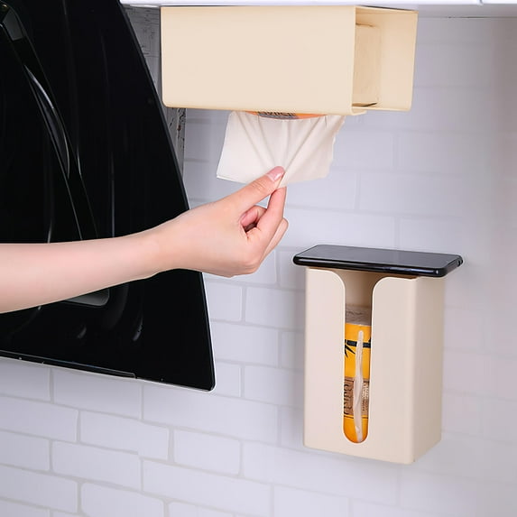 HEMOTON Storage Wall Tissue Box Holder Wall-mounted Paper Towel Office ...
