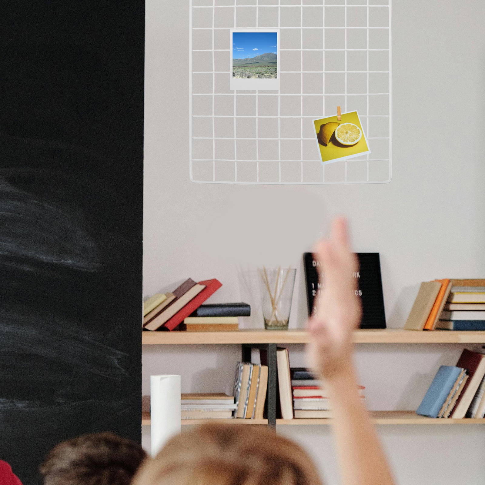 HEMOTON Stylish Grid Wall Display Rack Iron Wire Grid for Wall Storage ...