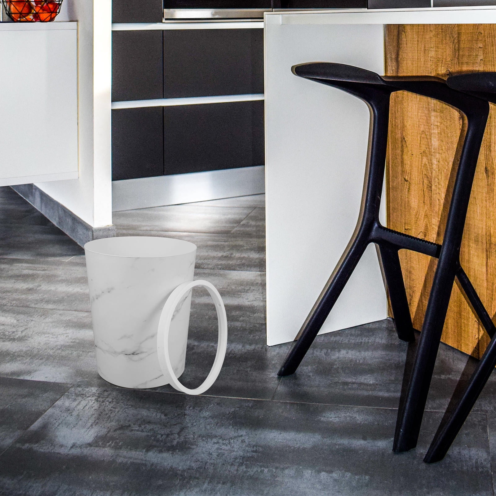HEMOTON Stylish Marble Pattern Wastebasket Modern Plastic Trash Can ...
