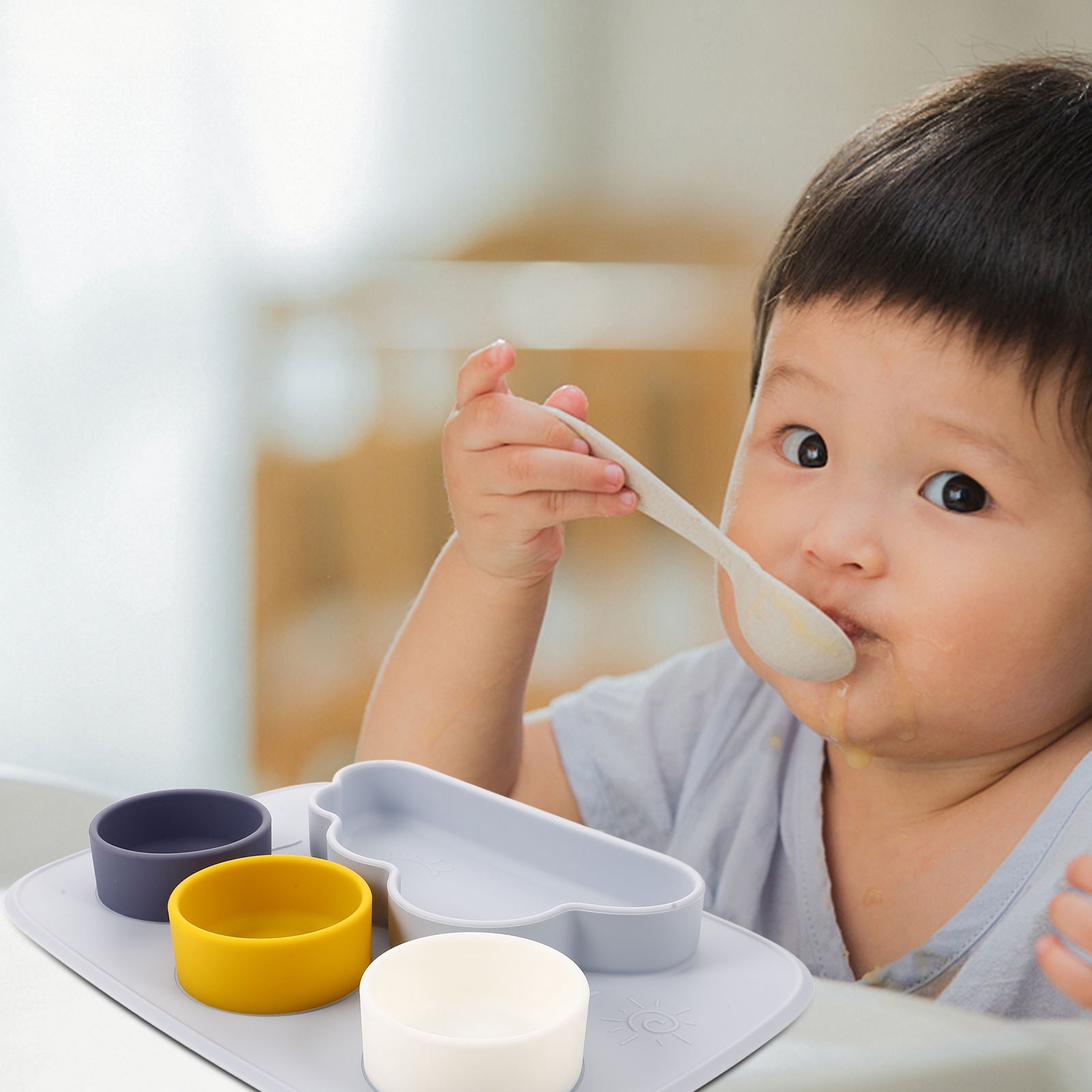 HEMOTON Suction Plate Bowls for Weaning Anti-slip Silicone Meal Toddler ...