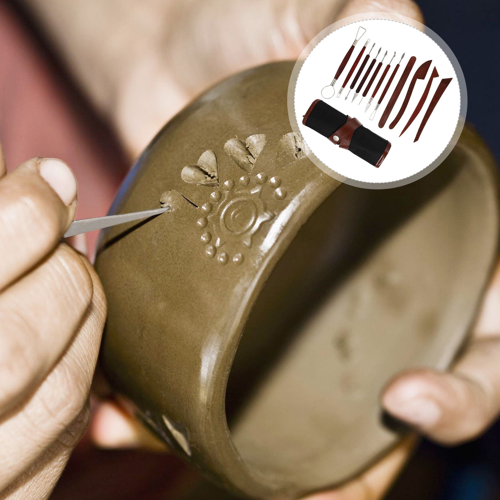 HEMOTON Brown Clay Sculpting Tools for Beginners and Professionals with ...