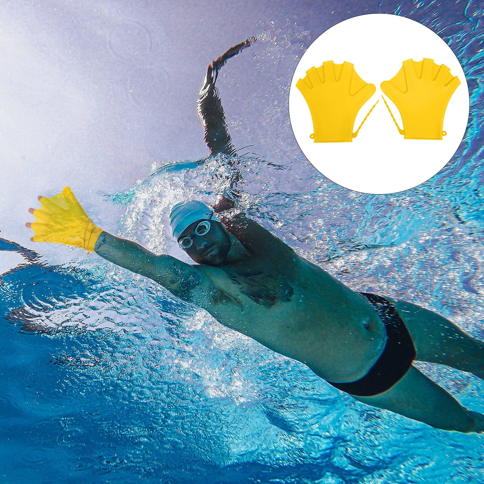 HEMOTON Yellow Silicone Swim Hand Paddles, 1 Pair for Men and Women ...