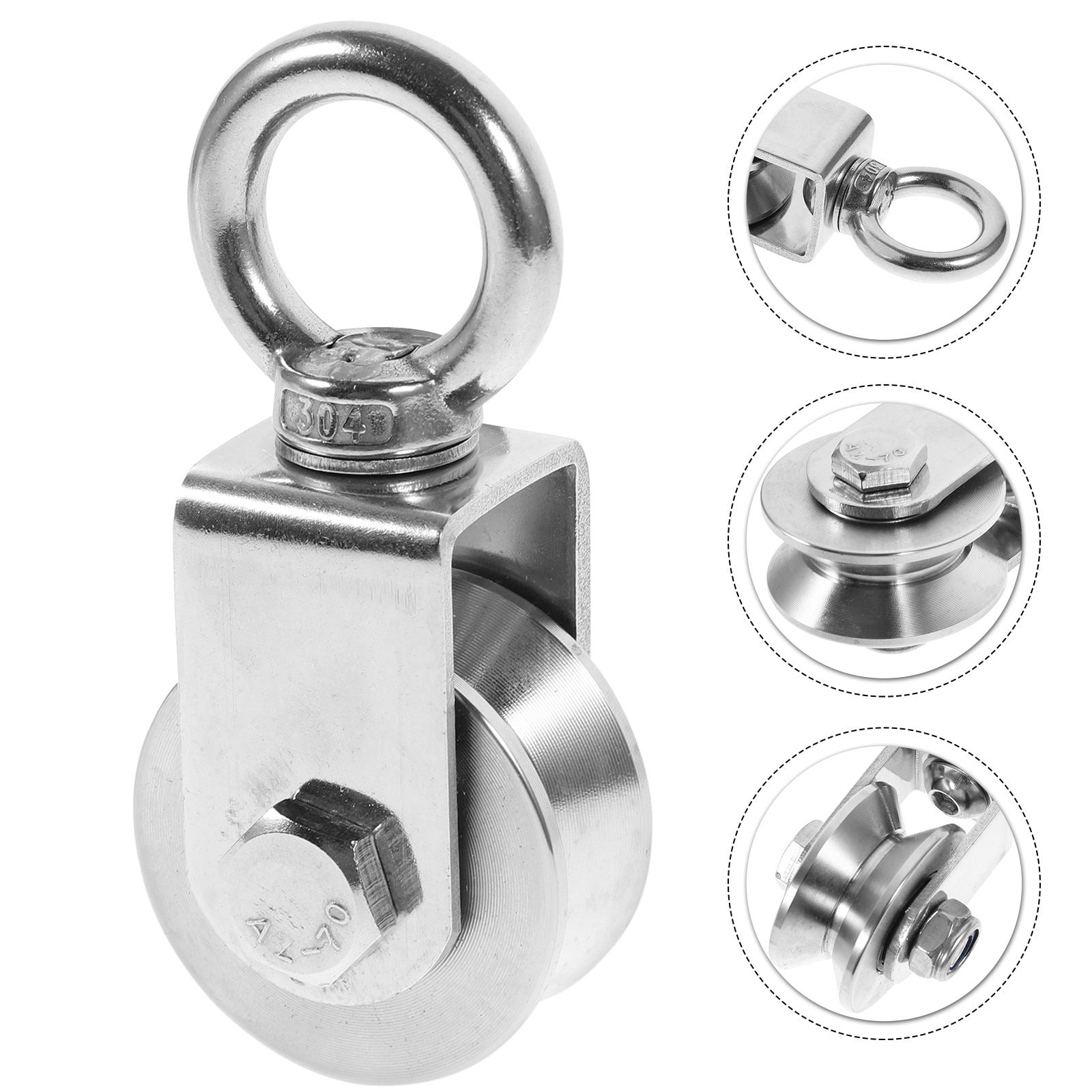 SOPOTUTU Heavy Duty Swivel Pulley , 201 Stainless Steel Traction, 1 Set ...