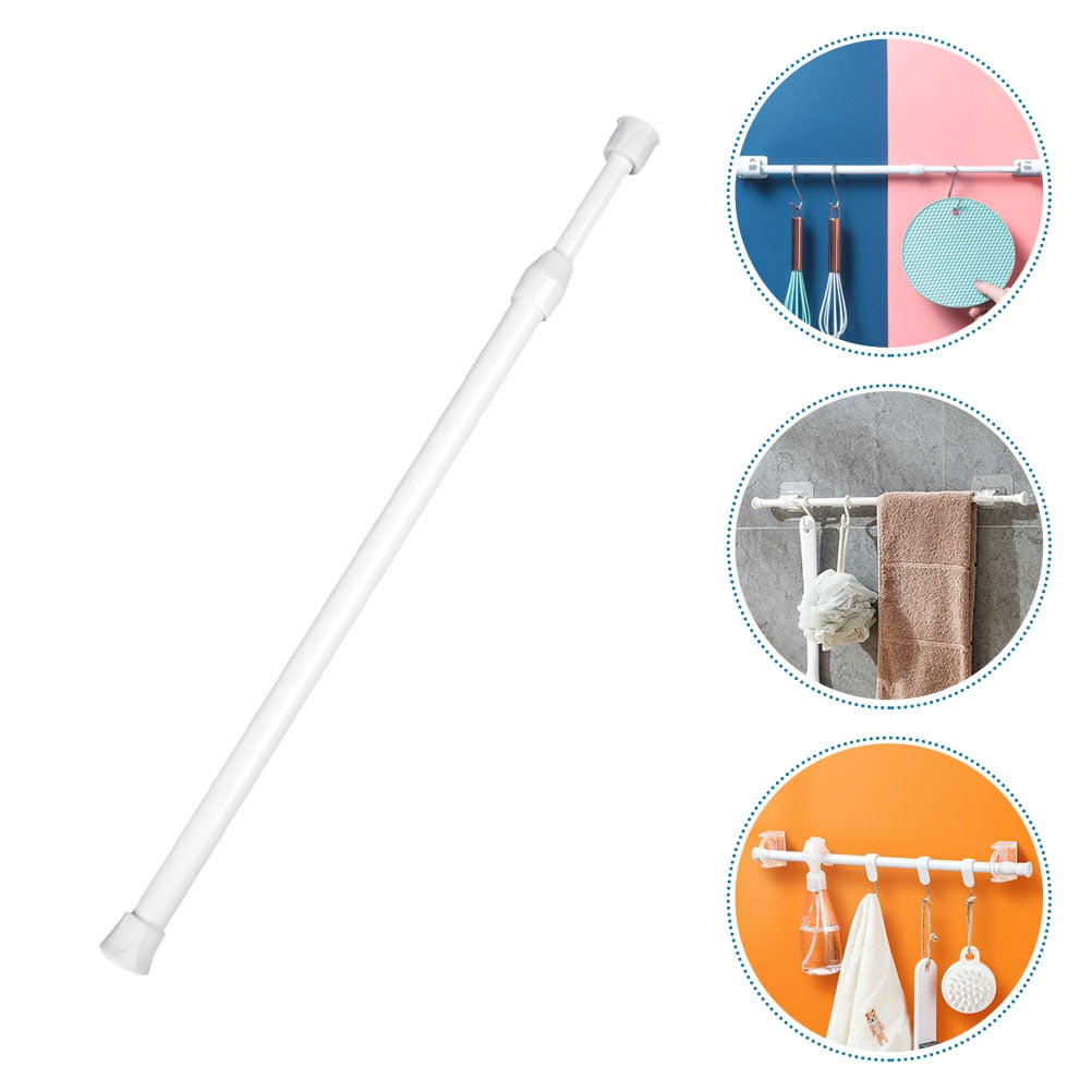 HEMOTON Telescopic Rod Curtain Extended Rods No Drilling Shower White ...