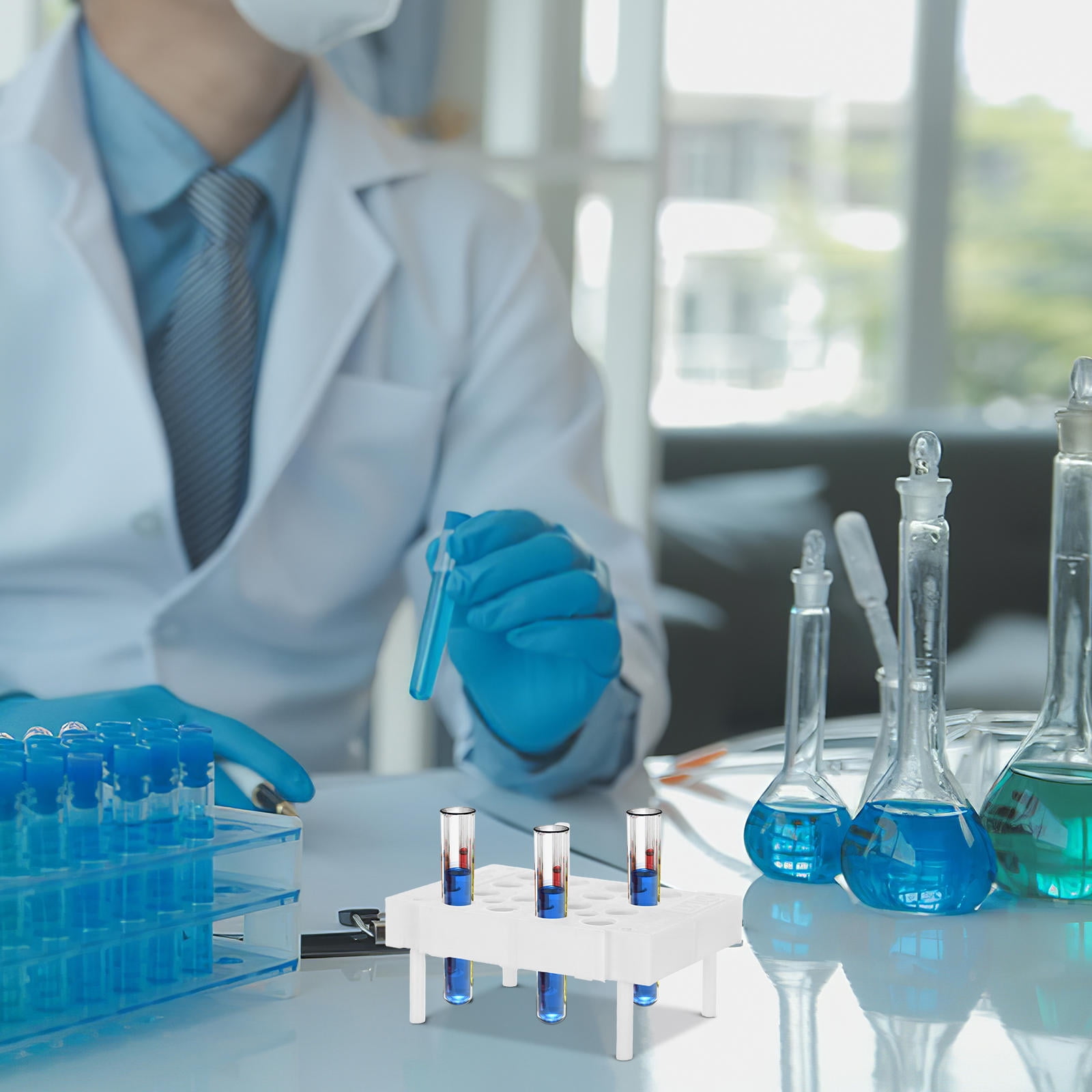 HEMOTON Test Tube Rack Plastic Tubes Holder Tray Lab Tube Holder Rack ...