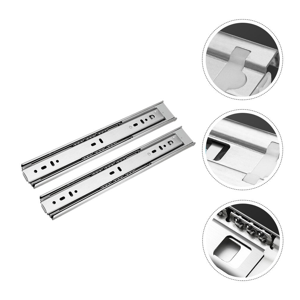 HEMOTON Three-section Drawer Track Steel Slide Rail Three-section Rail ...