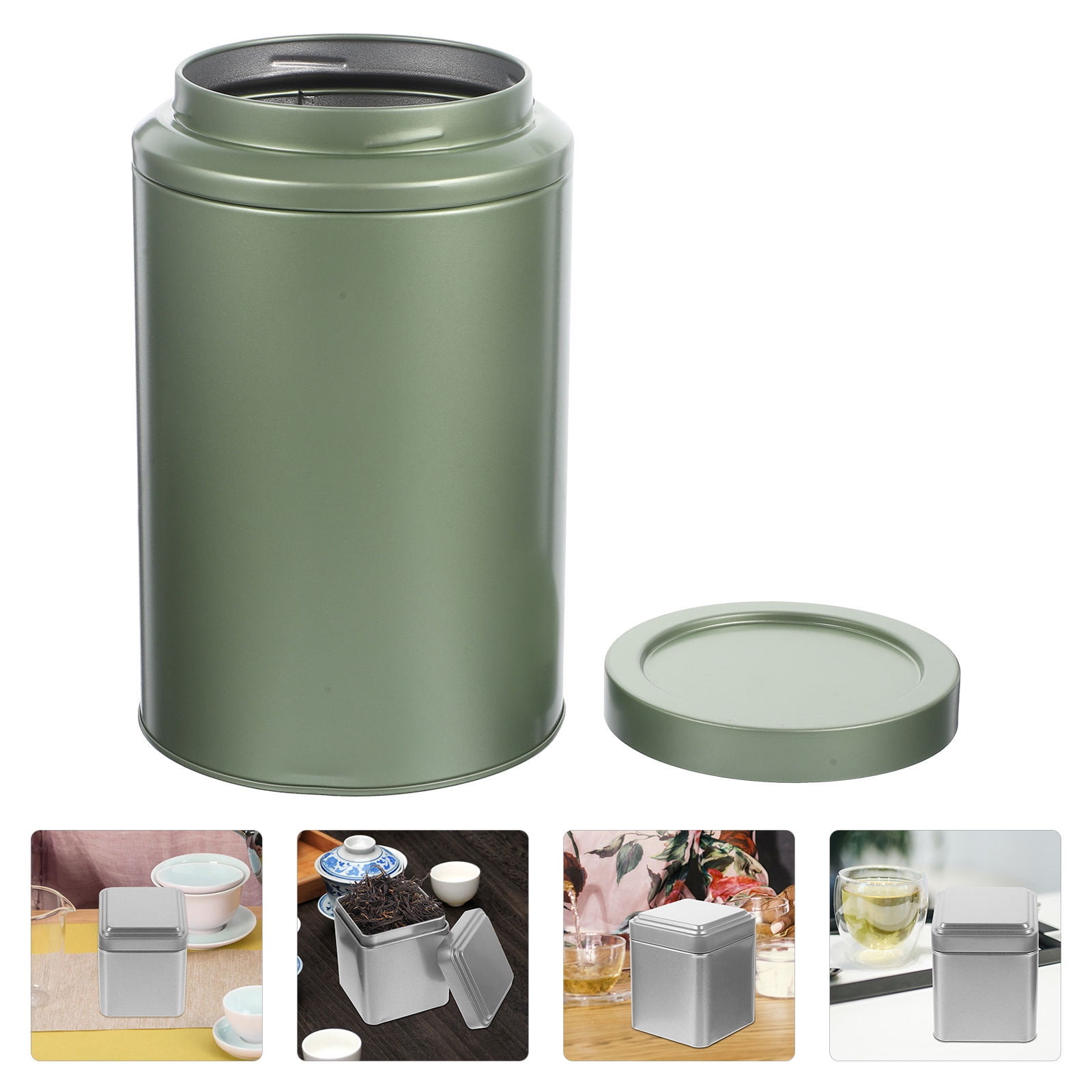 HEMOTON Tinplate Tea Leaves Sealed Can Loose Tea Storage Container ...