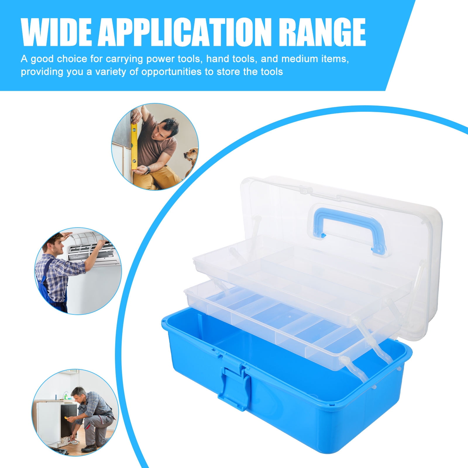 HEMOTON Toolbox Organizing Bins Stacking Tools Case Storage Crate ...