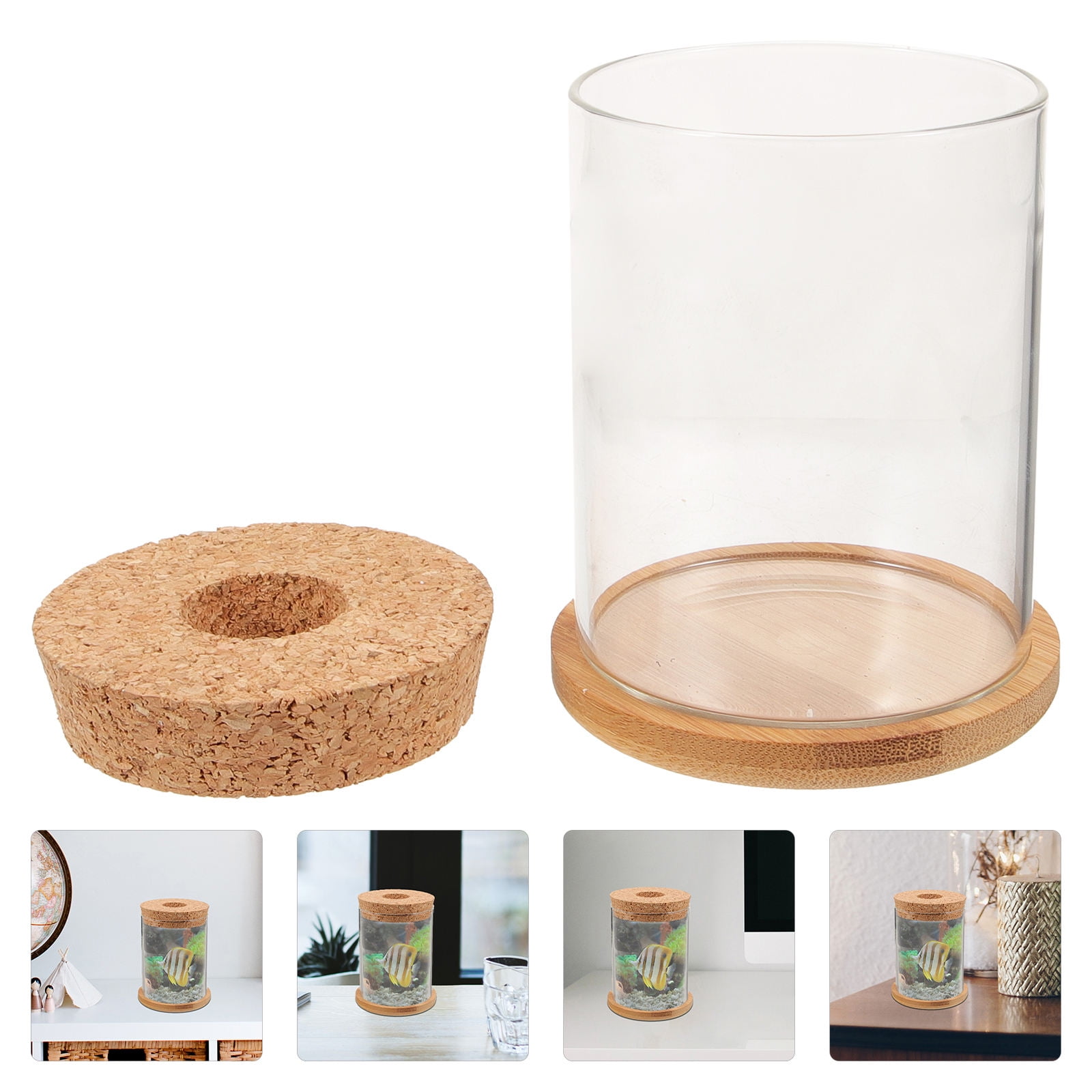 HEMOTON Transparent Fish Bowl Glass Goldfish Bowl Fish Bowl Home ...