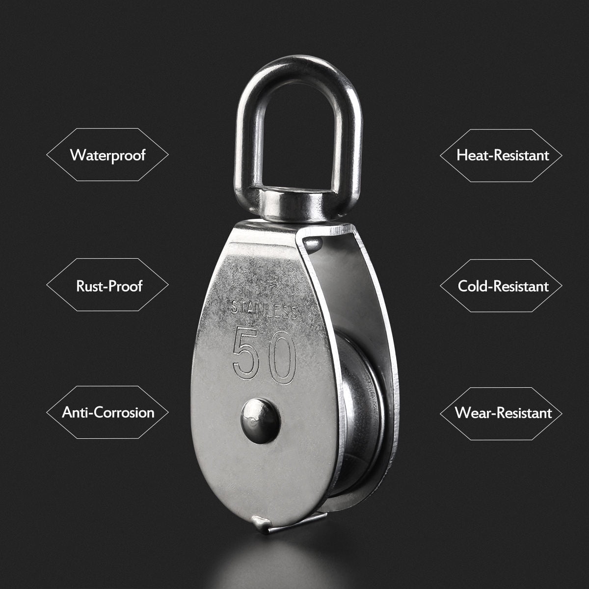 HEMOTON ULTNICE Stainless Steel Single Wheel Swivel Pulley Block ...