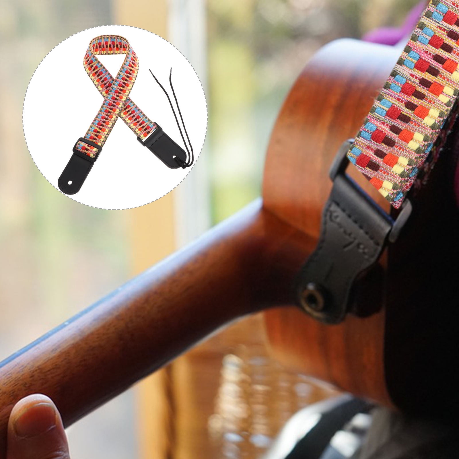 HEMOTON 1Pcs Ukulele Strap Adjustable 70-120cm Rectangular Ethnic Style ...