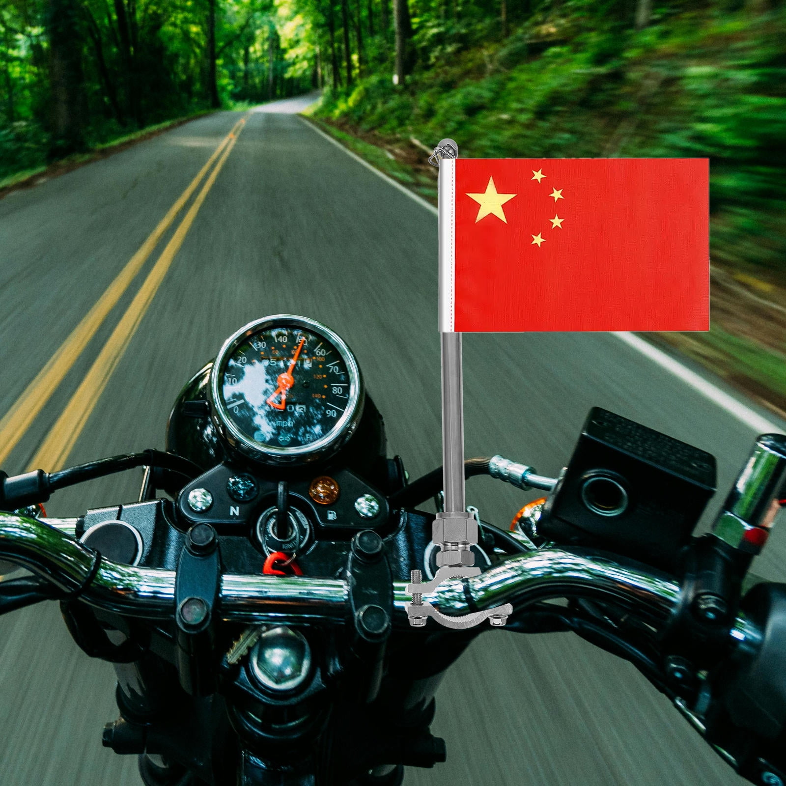 HEMOTON Universal Motorcycle Flagpole and Auto Flagpole Rear Luggage ...