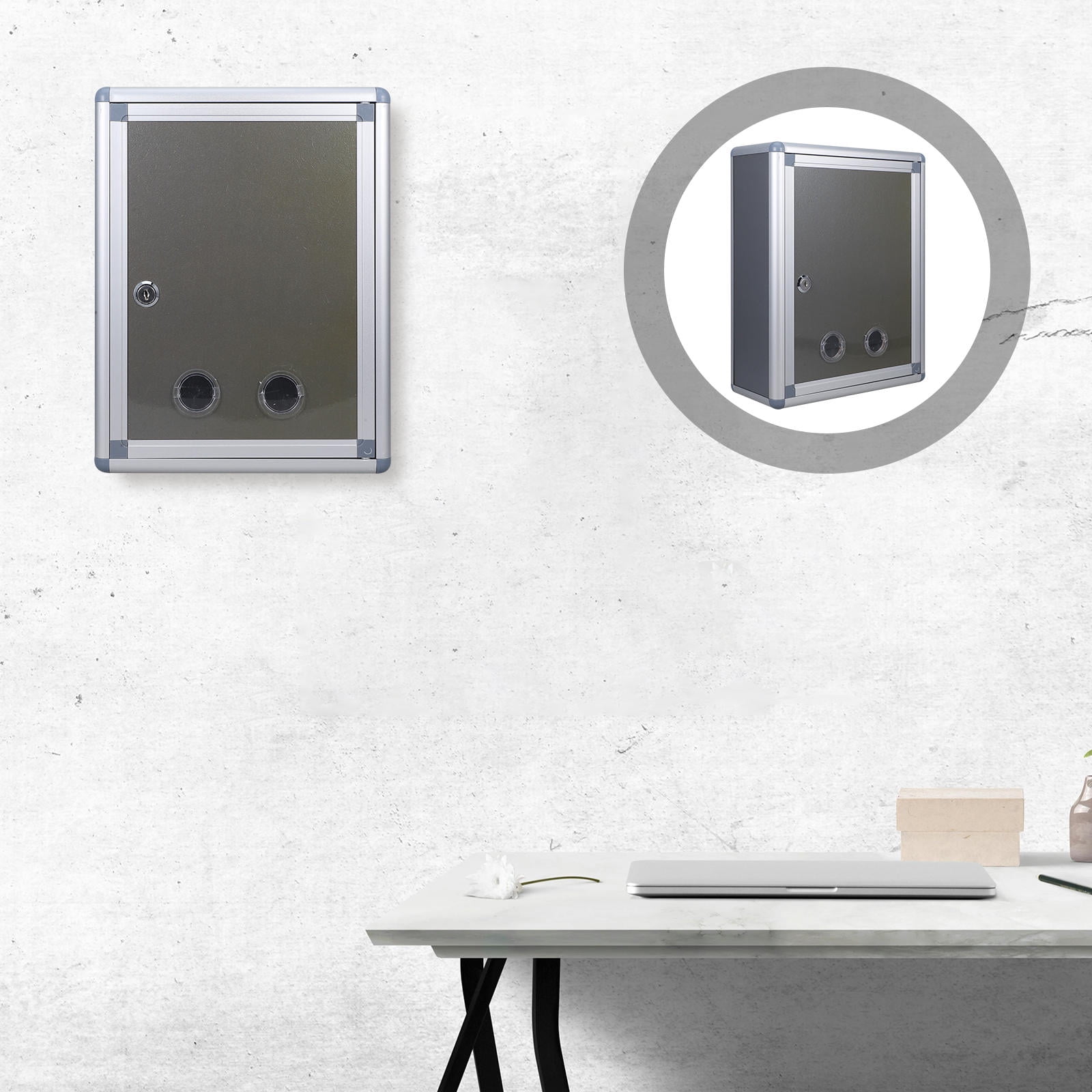 HEMOTON Wall Mount Mailbox Reception Ballot Small Office Staff Silver ...