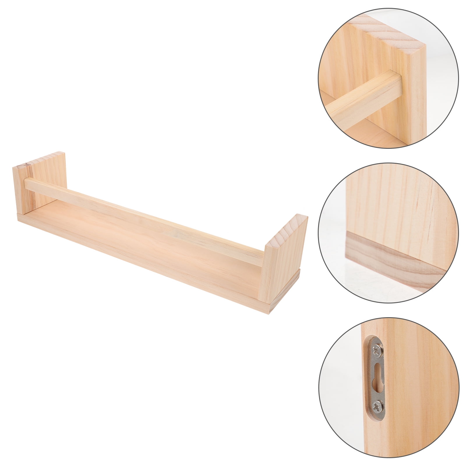 HEMOTON Wall Mounted Wall Rack Wooden Wall Shelf Book Storage Shelf ...