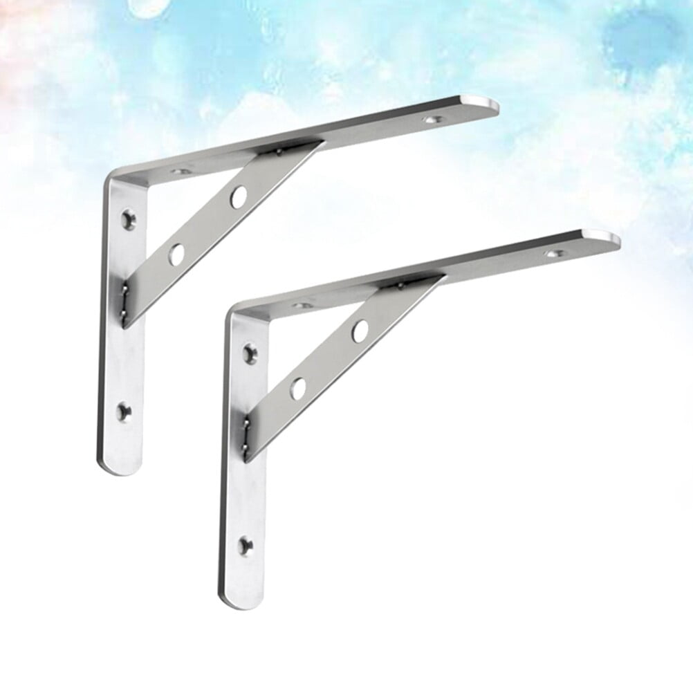HEMOTON Wall Shelf Support Bracket in Silver Stainless Steel Triangular ...