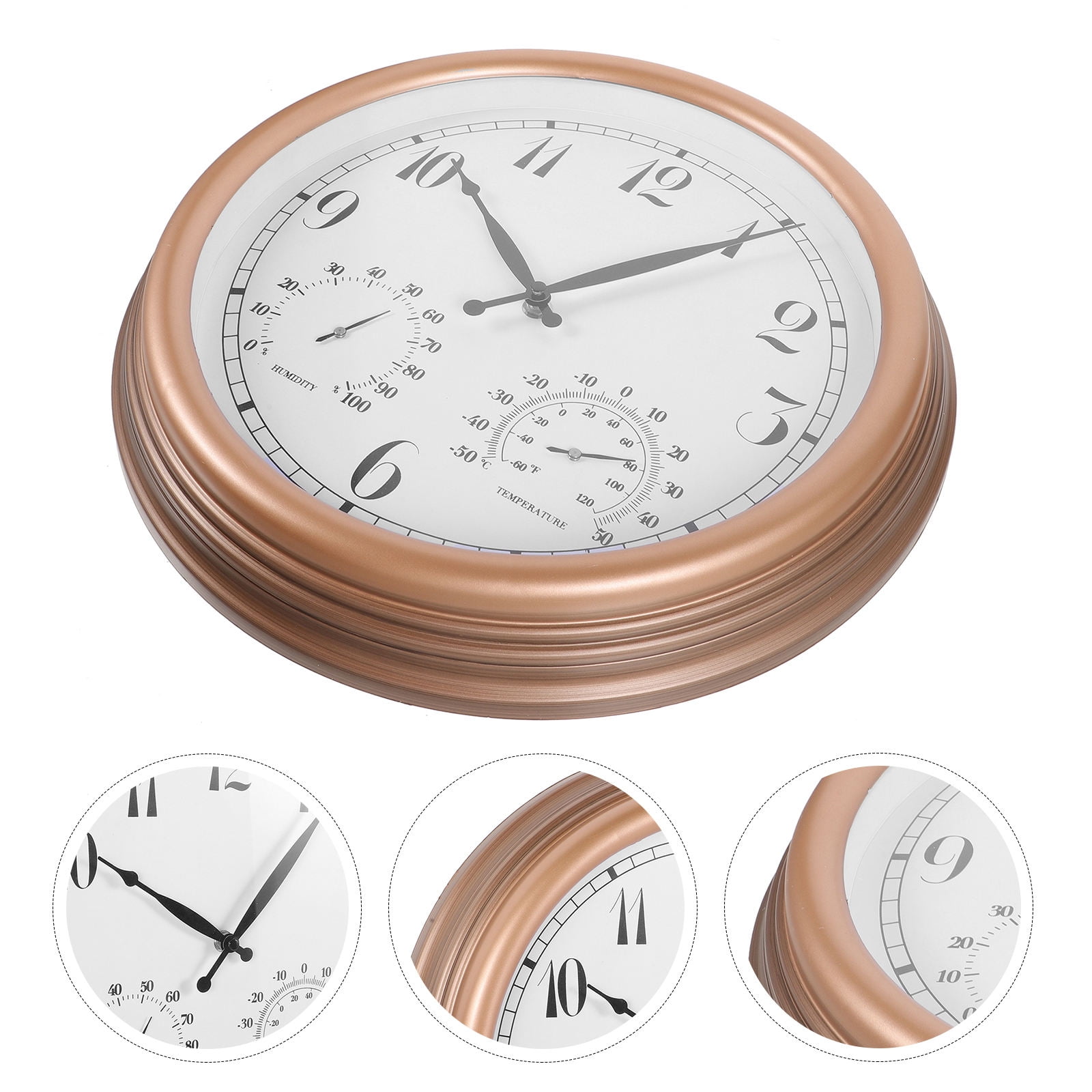 HEMOTON Wall Thermometer Hygrometer Clock Outdoor Wall Hanging Clock ...